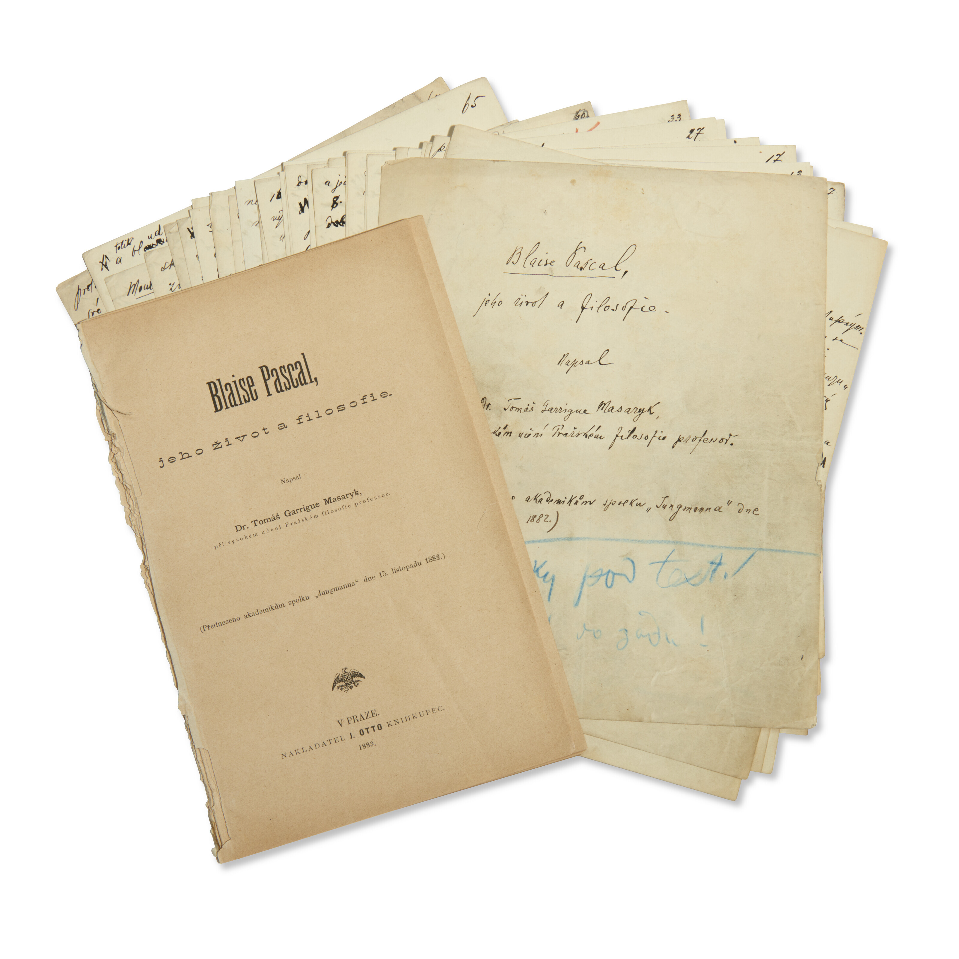 Tomáš Masaryk (1850-1937), Autograph manuscript draft of his essay ...