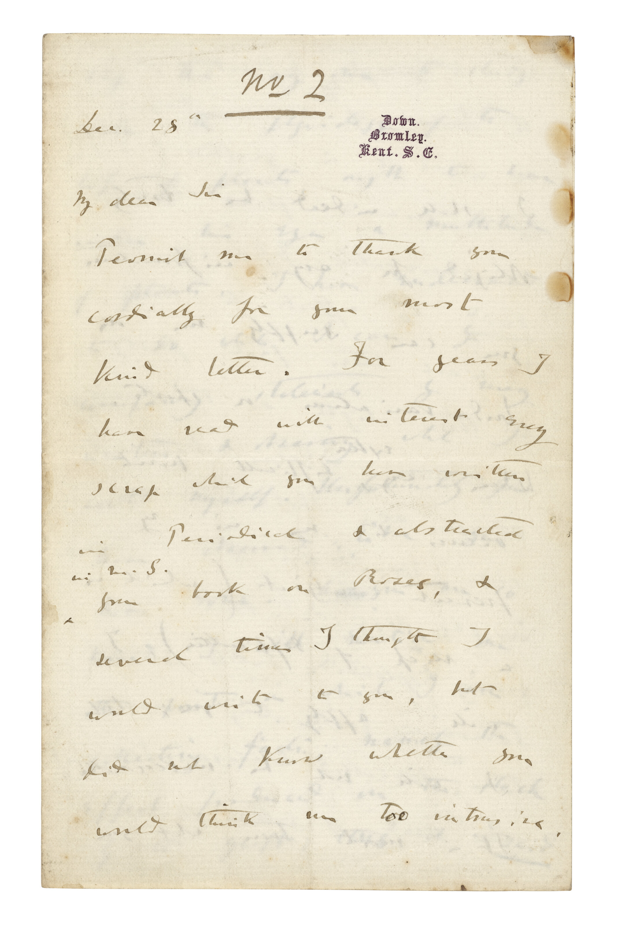 Charles Darwin (1809-1882), Autograph letter signed ('Ch. Darwin') to ...
