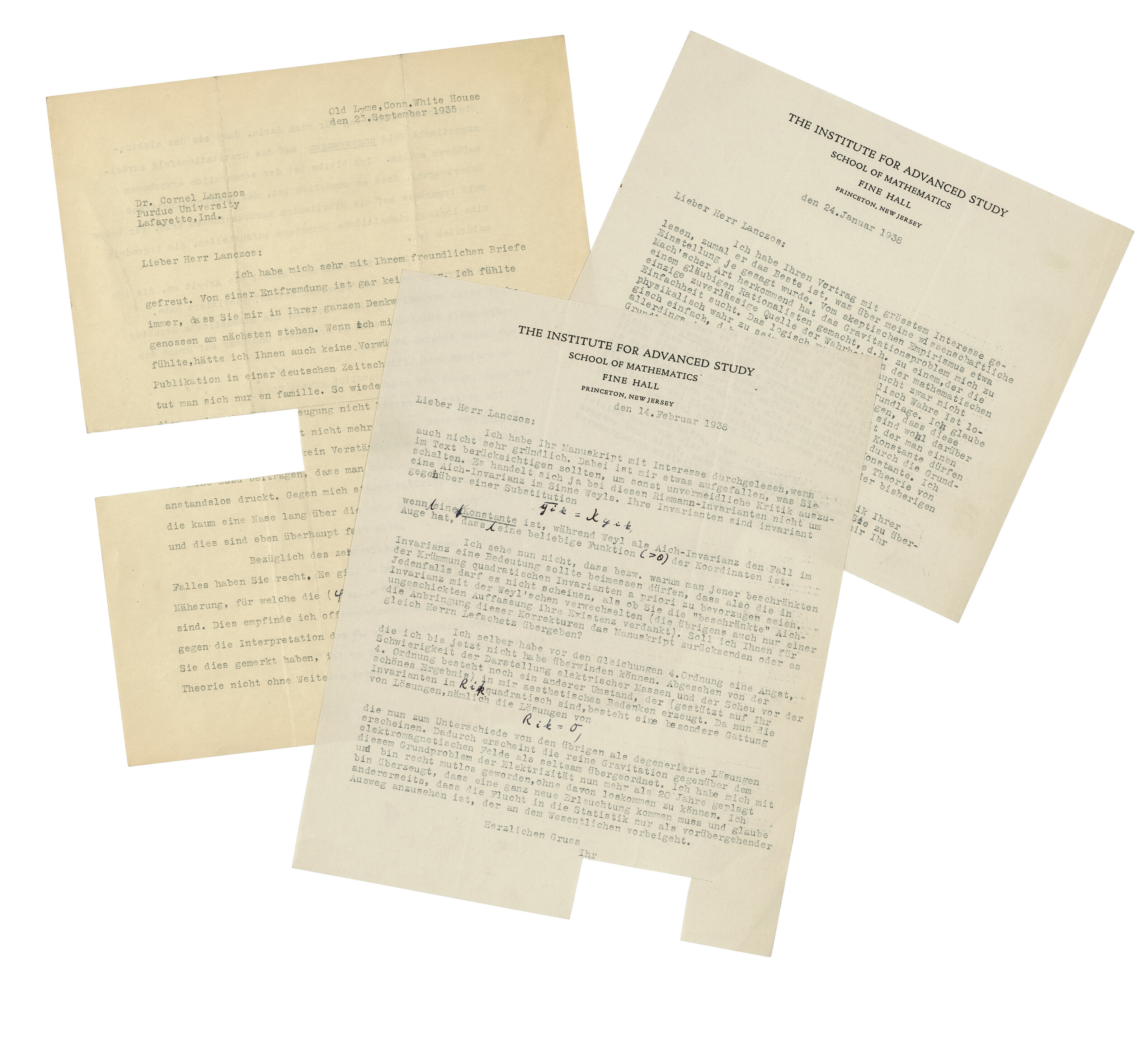 Albert Einstein (1879-1955), Three typed letters with signatures ...