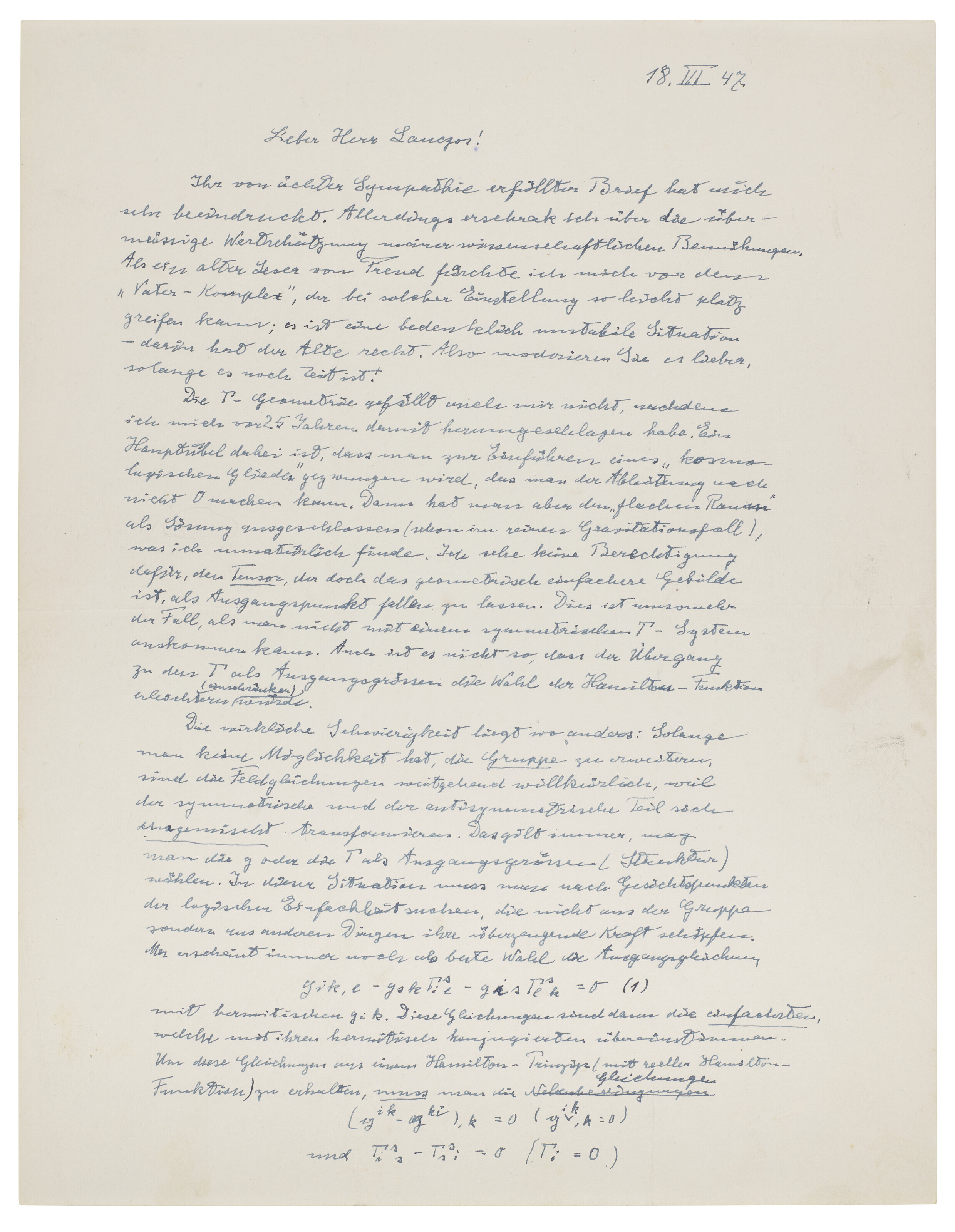 Albert Einstein (1879-1955), Autograph letter signed ('A. Einstein') to ...