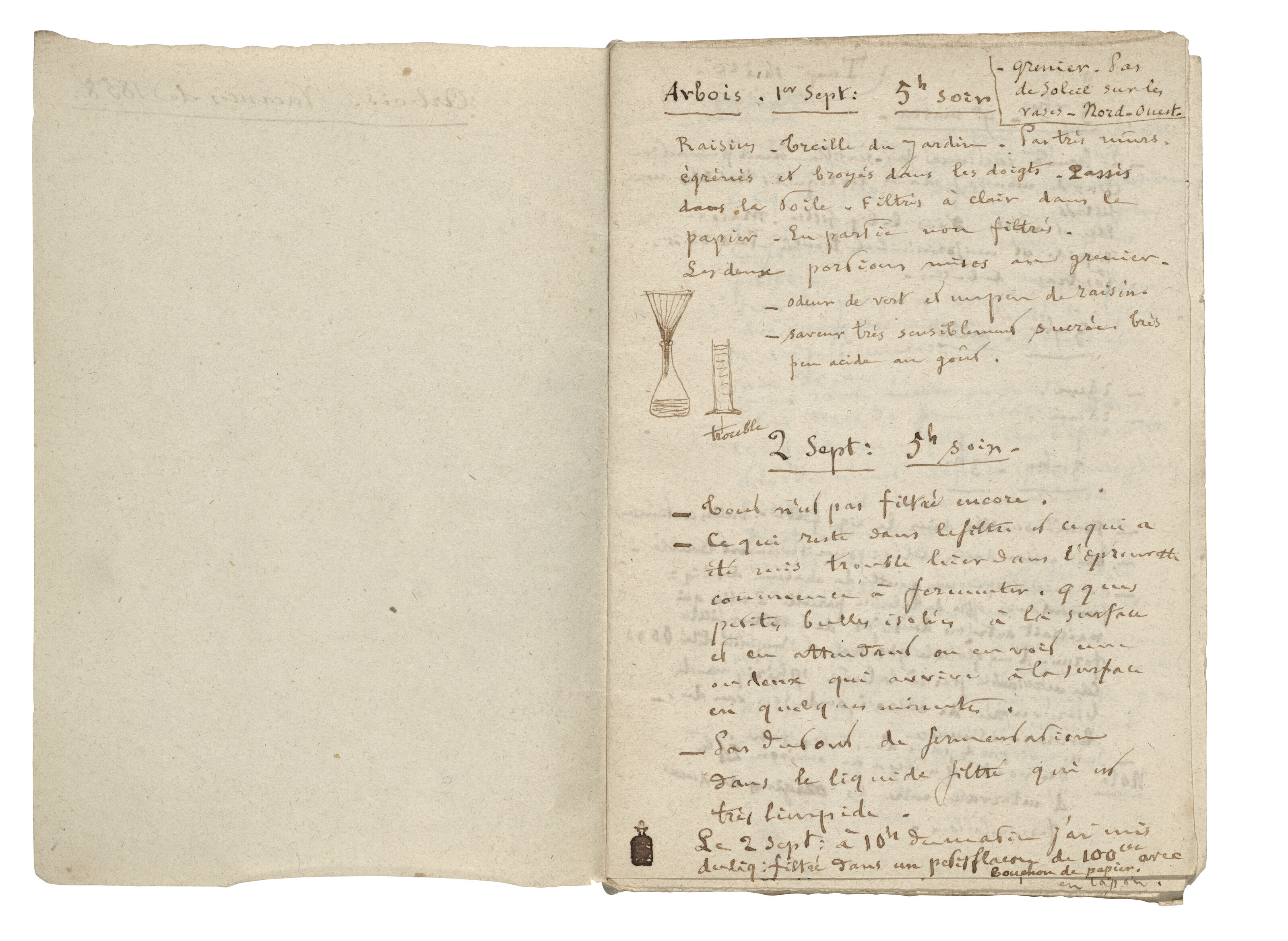 Louis Pasteur (1822-1895), Autograph manuscript notebook, Arbois, 1-15 ...