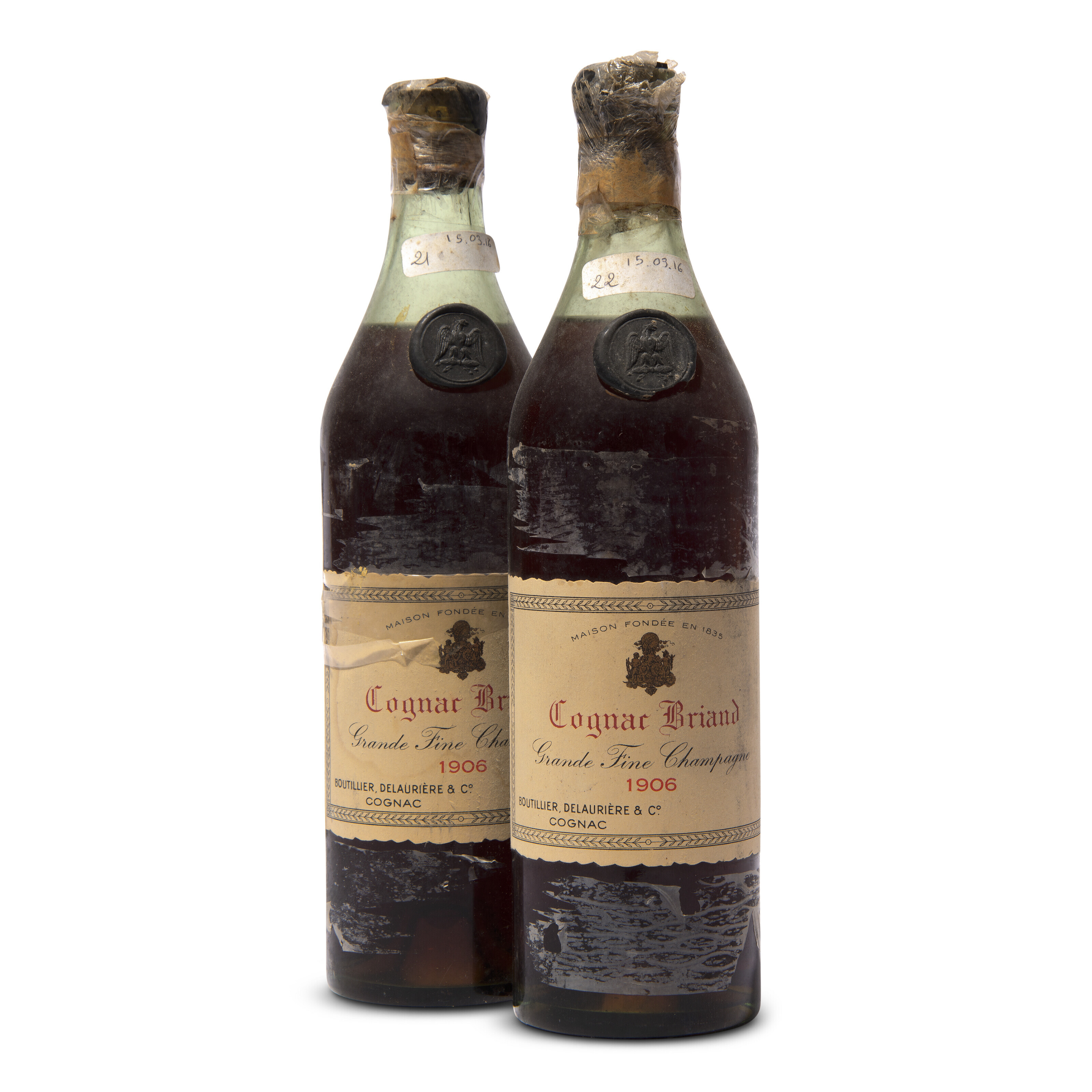 Cognac Briand Grande Fine Champagne 1906, CognacCracked and damaged ...