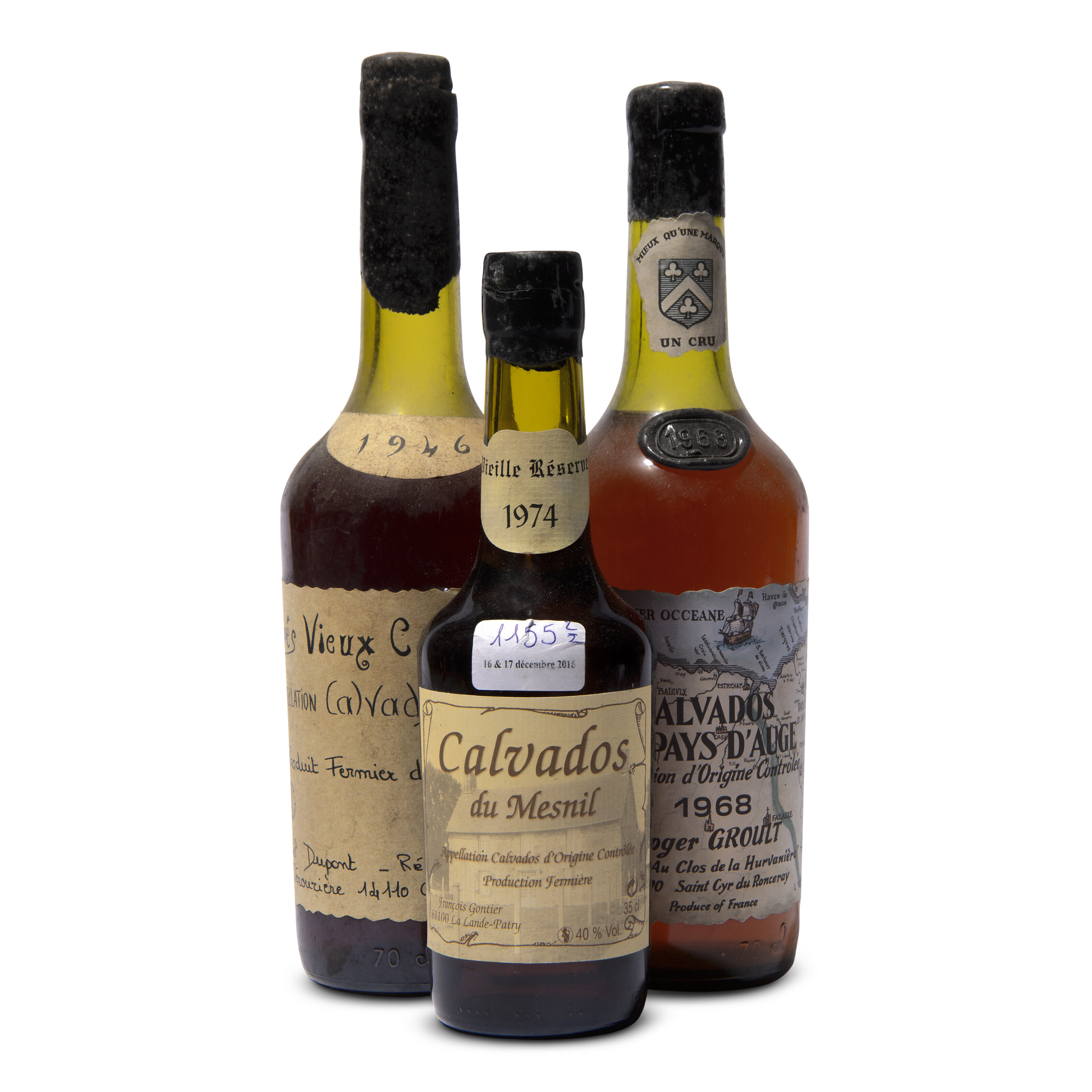Mixed Calvados 1946-1974, Tres Vieux Calvados Dupont 1946Bin-soiled ...