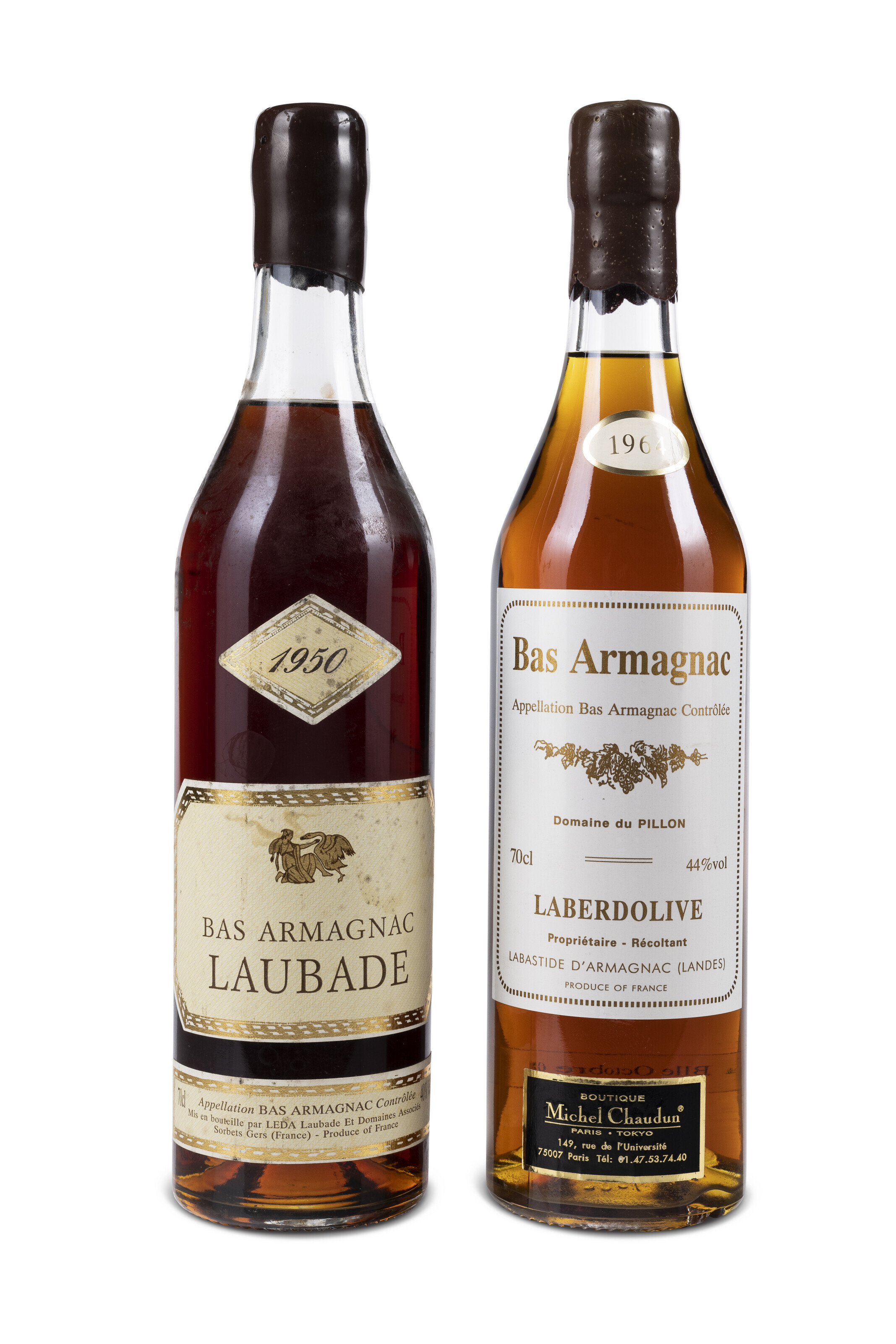 Mixed Bas Armagnac 1950-1964, Laubade Bas Armagnac 1950Wax capsule. Bin ...