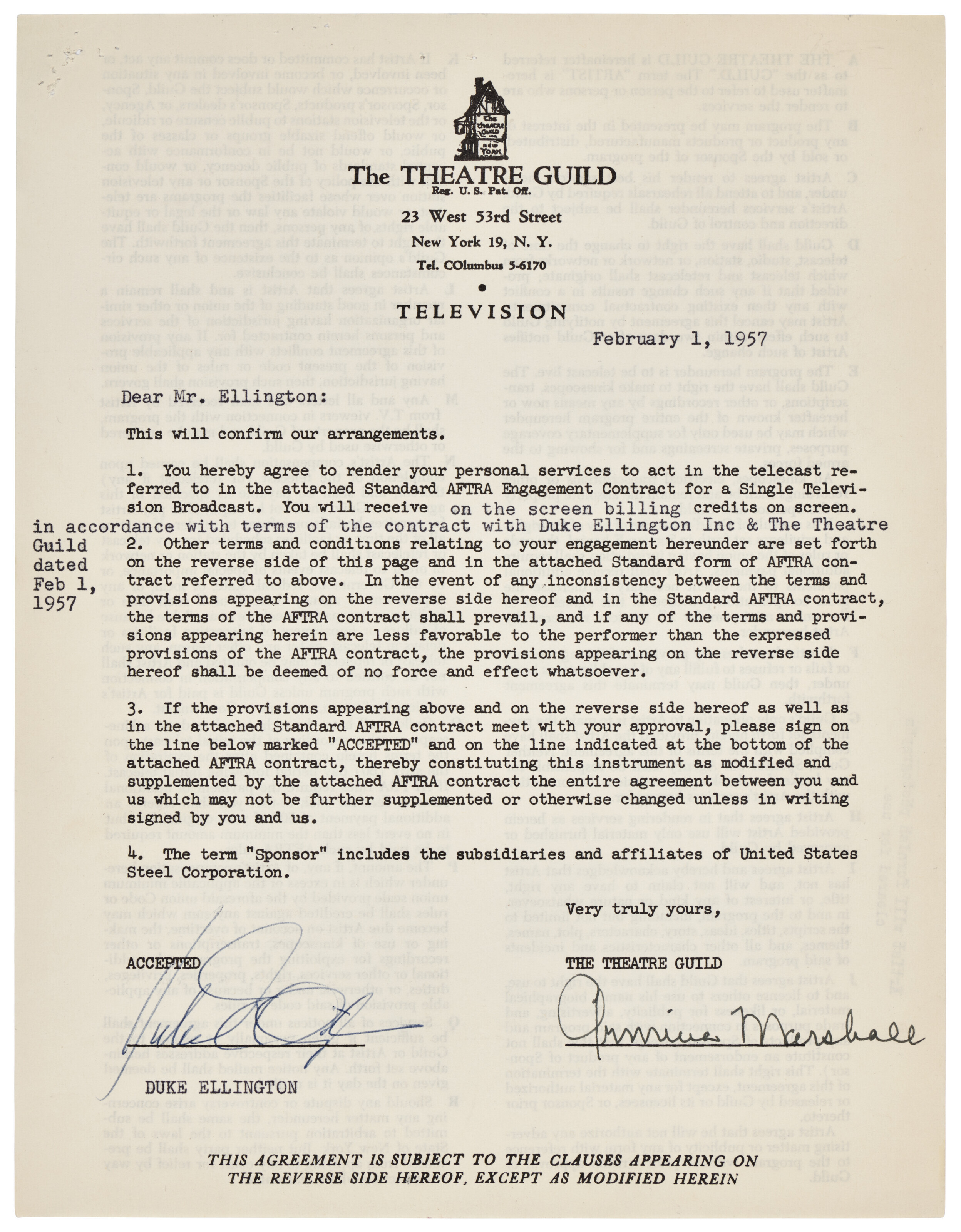 Document signed, DUKE ELLINGTON | Christie’s