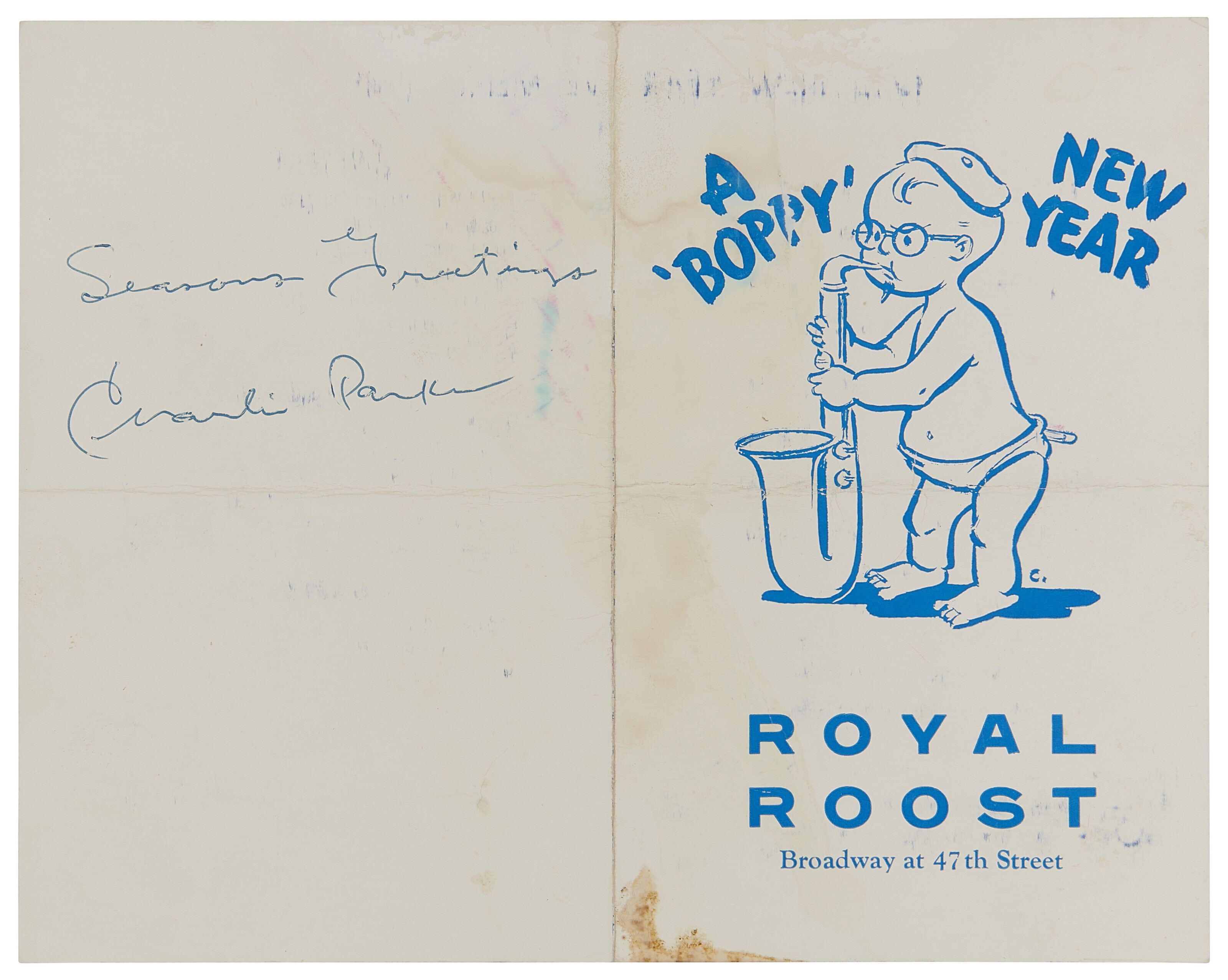 Menu card signed, CHARLIE PARKER | Christie’s