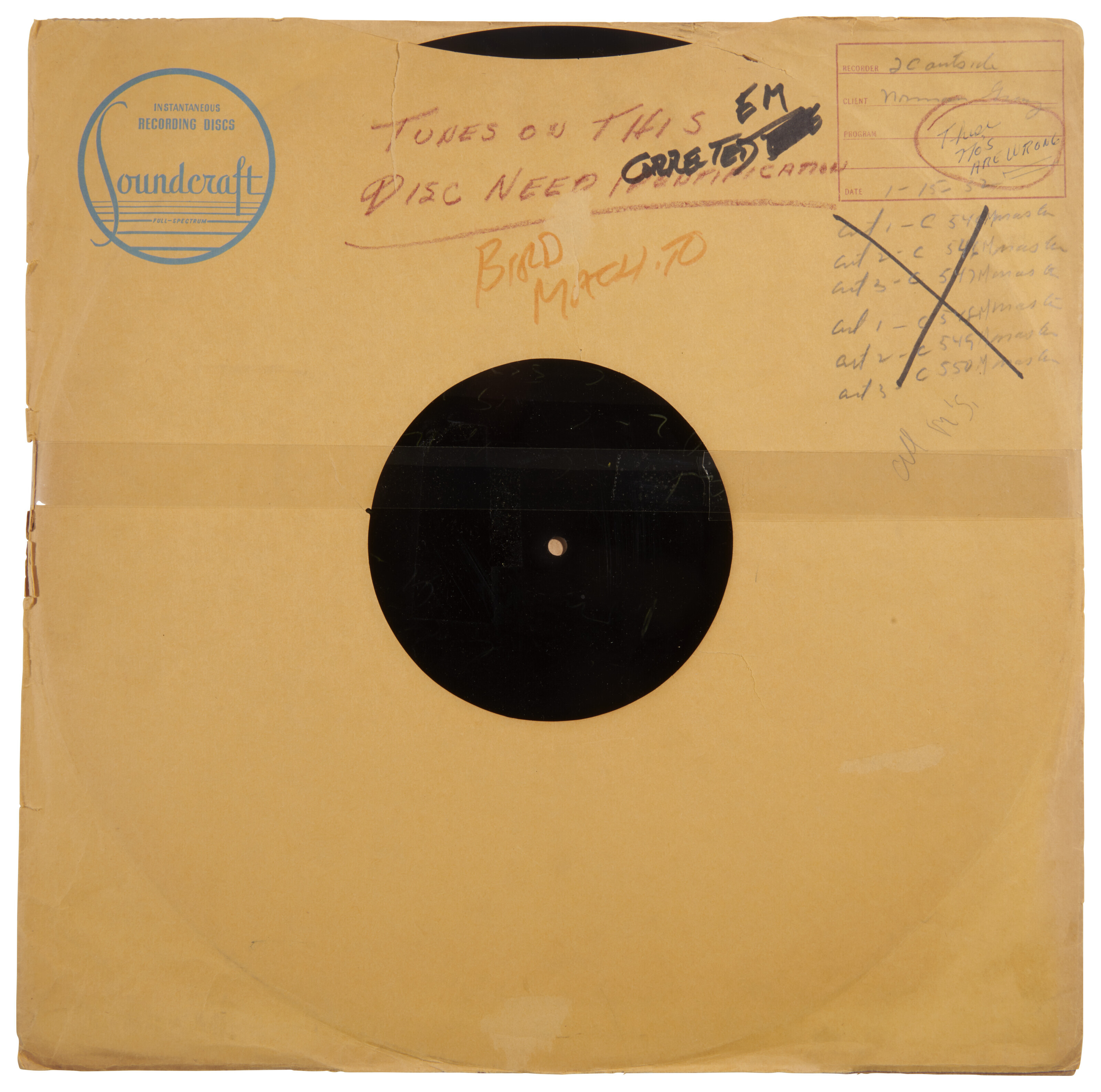 Acetate recording, CHARLIE PARKER | Christie’s
