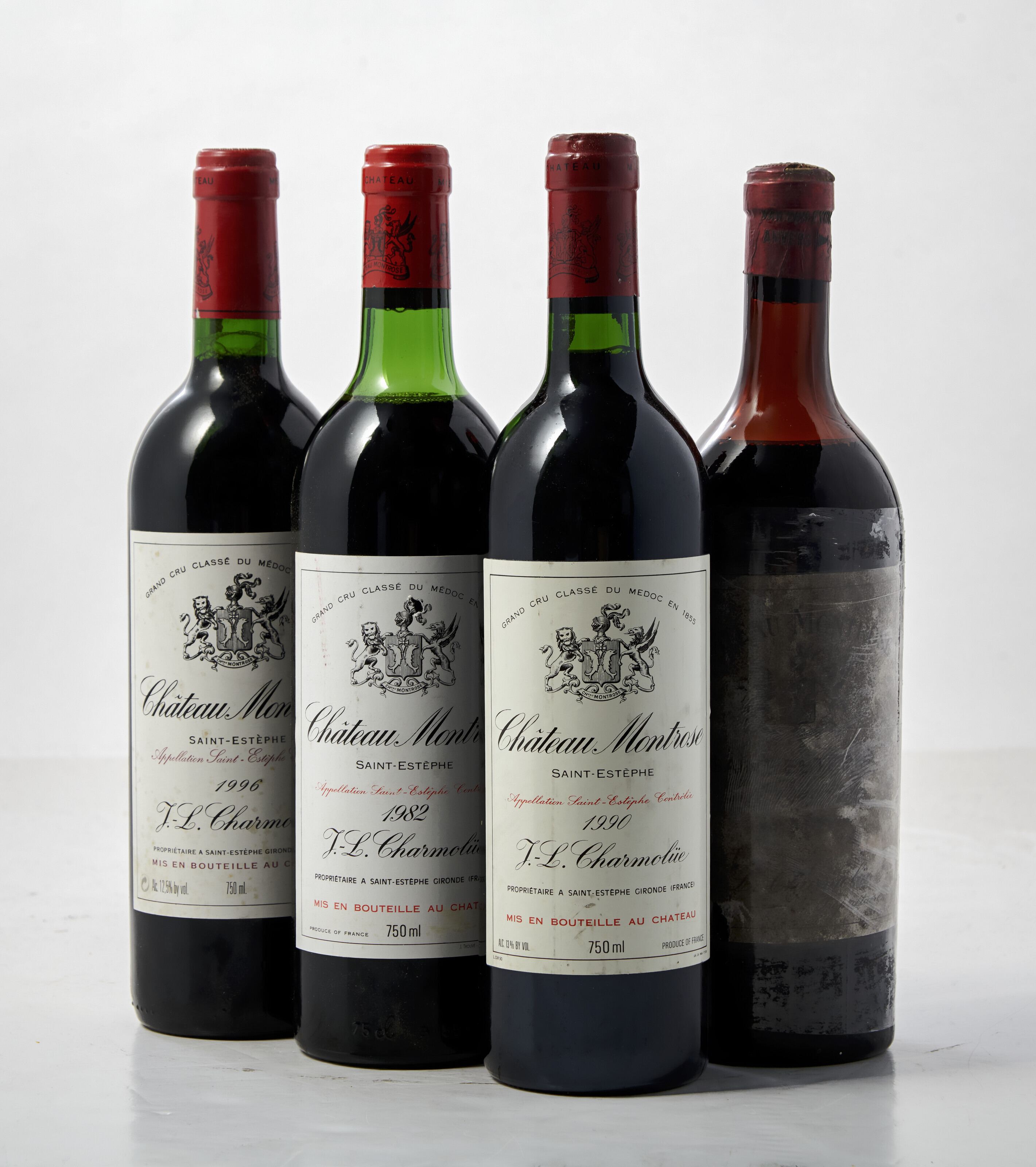 Mixed Montrose 1949-1996, Château Montrose 1949Belgian bottled. Damaged ...