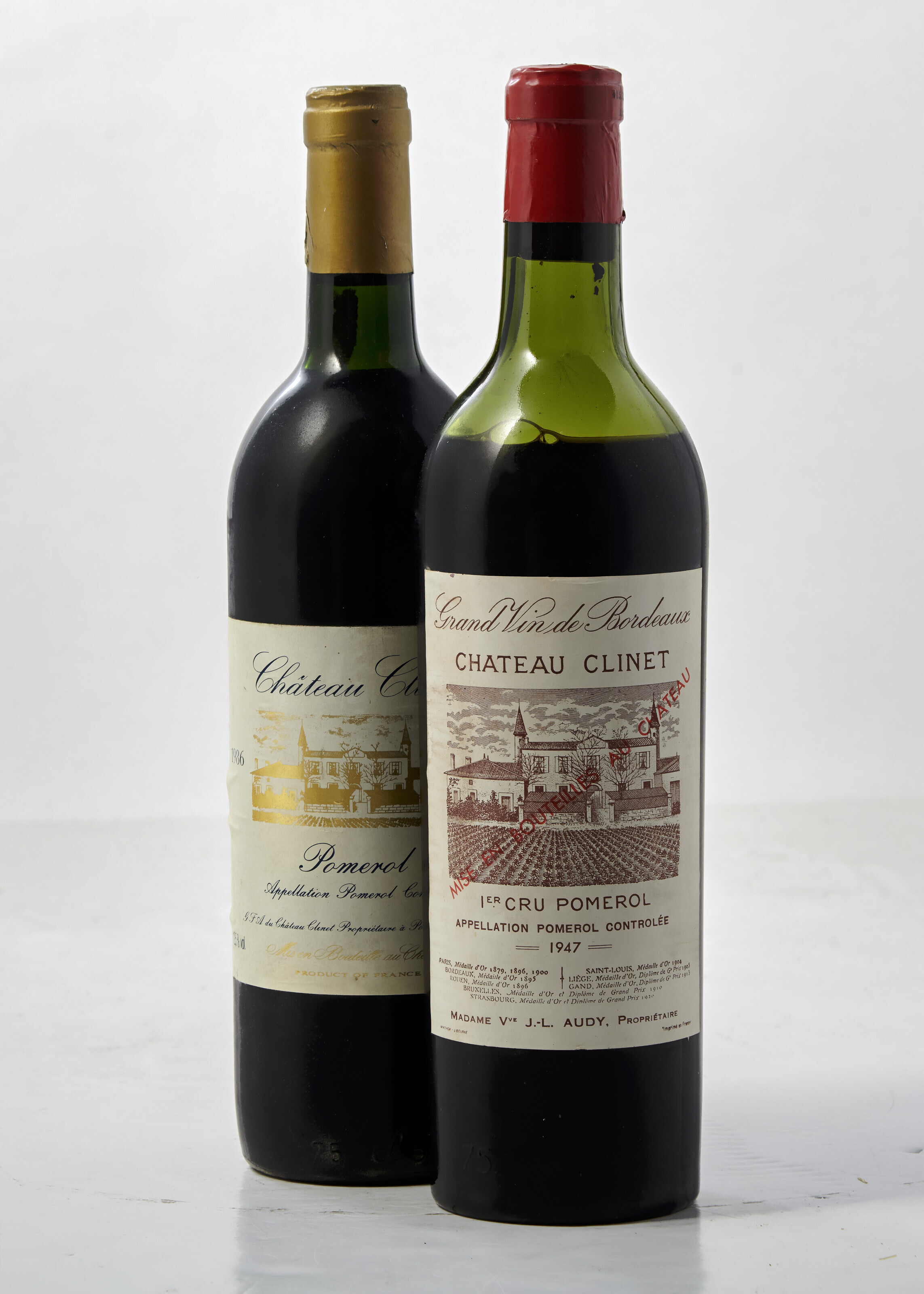 Mixed Clinet 1947-1986, Château Clinet 1947Slightly bin-soiled label ...