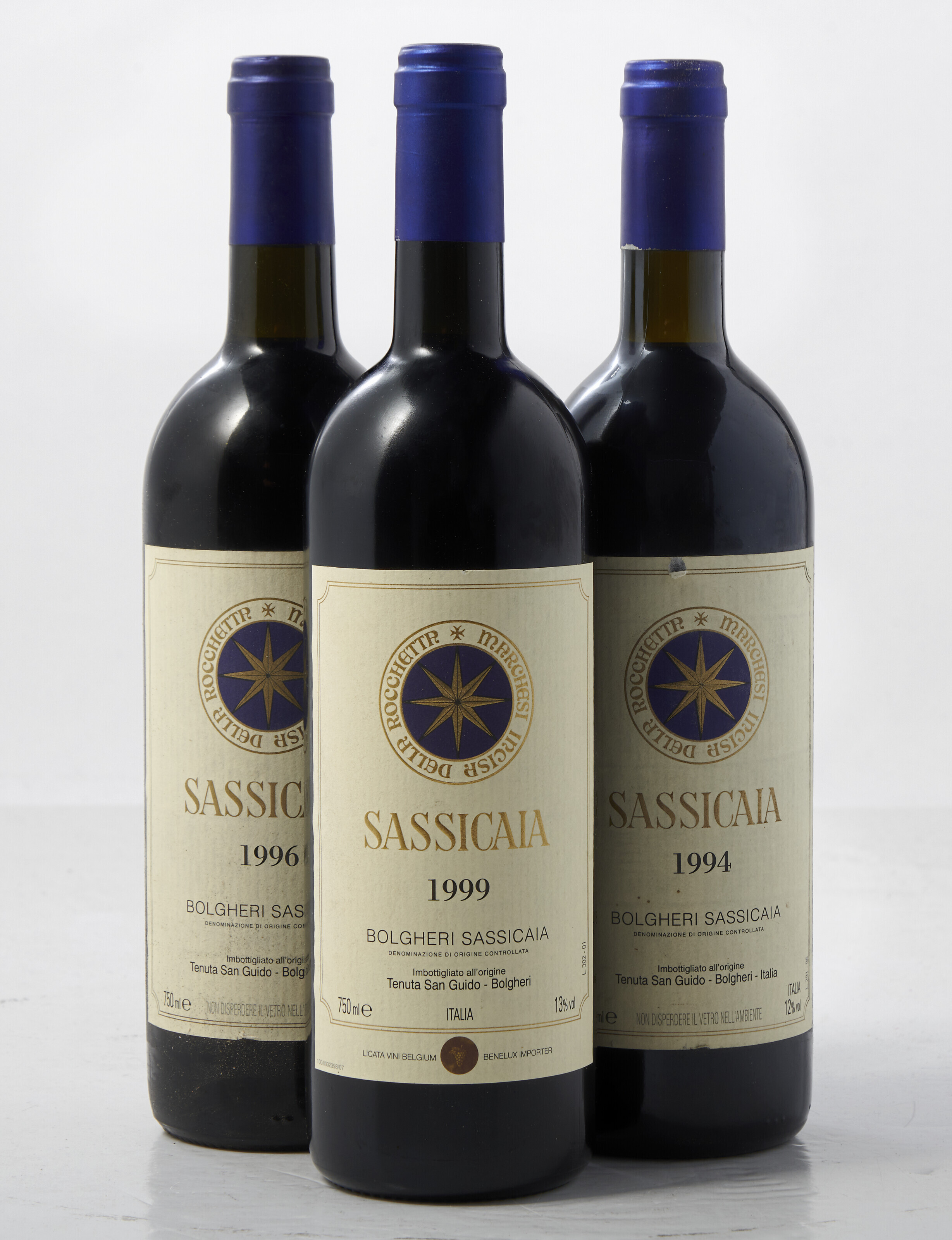 Mixed Sassicaia 1994-1999, Sassicaia1994Slightly damaged label (1 ...