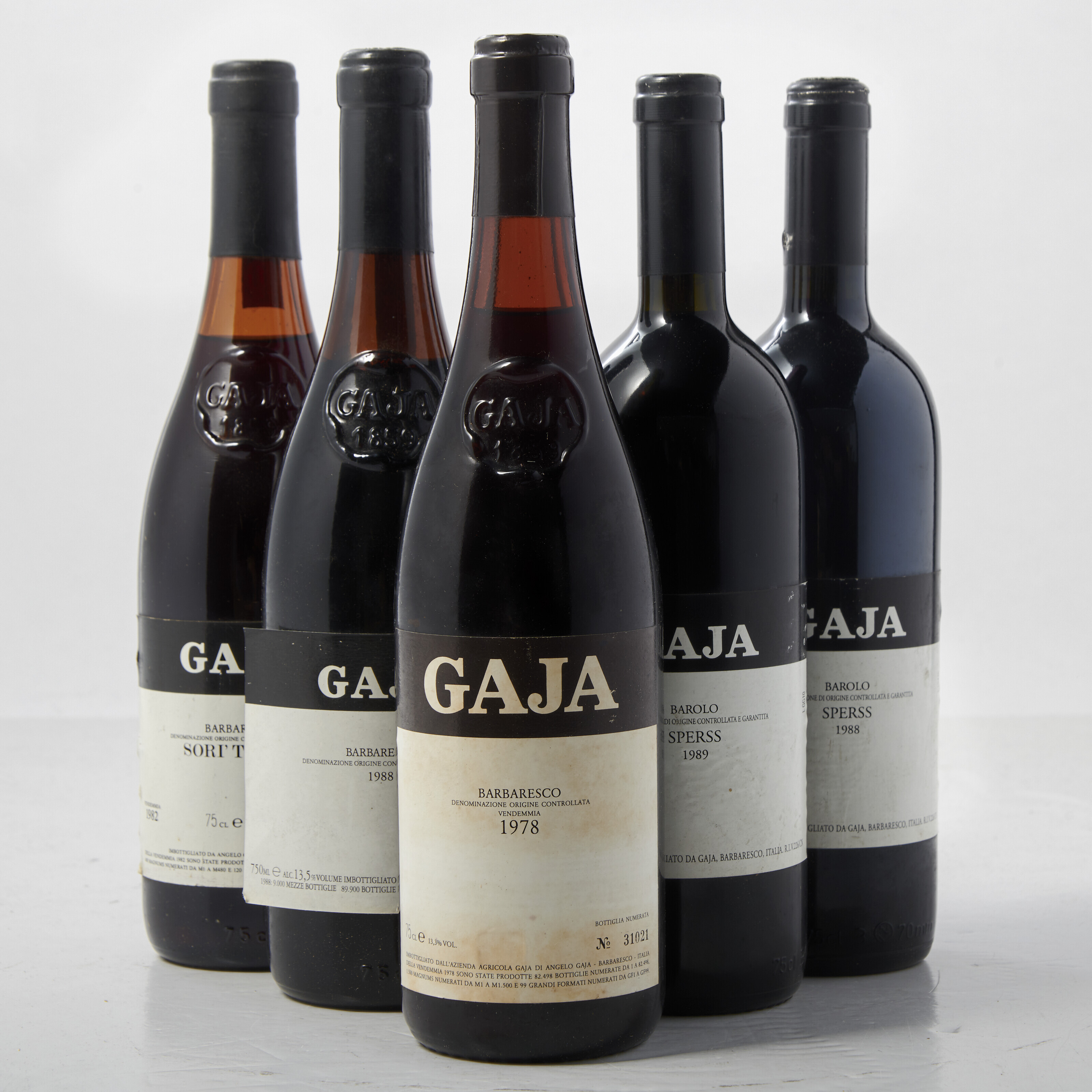 Mixed Gaja 1978-1989, Gaja, Barbaresco 1978Bin-soiled labels. Levels ...