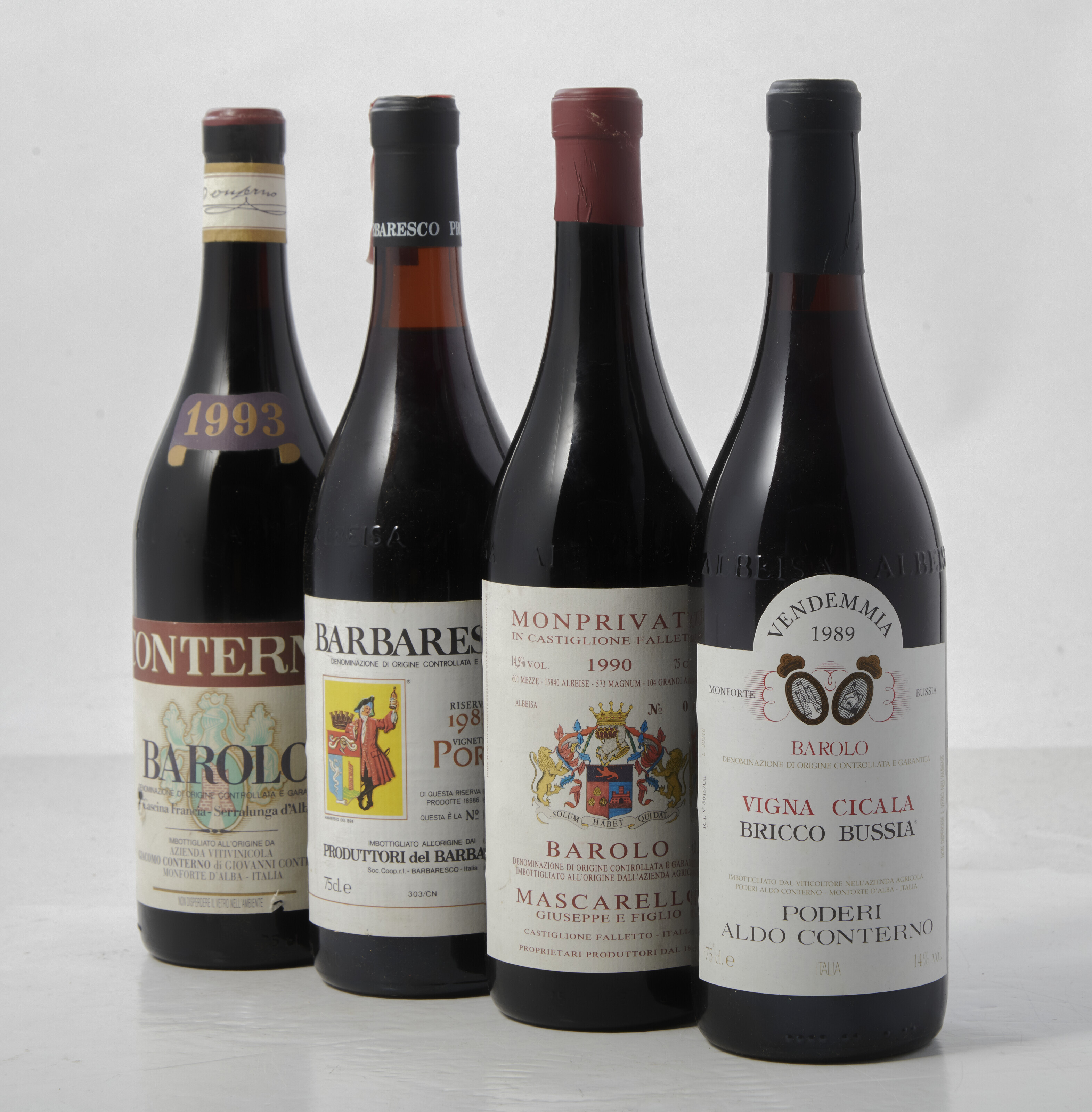 Mixed Barolo and Barbaresco 1982-1993, Produttori del Barbaresco, Barbaresco Riserva Pora ...