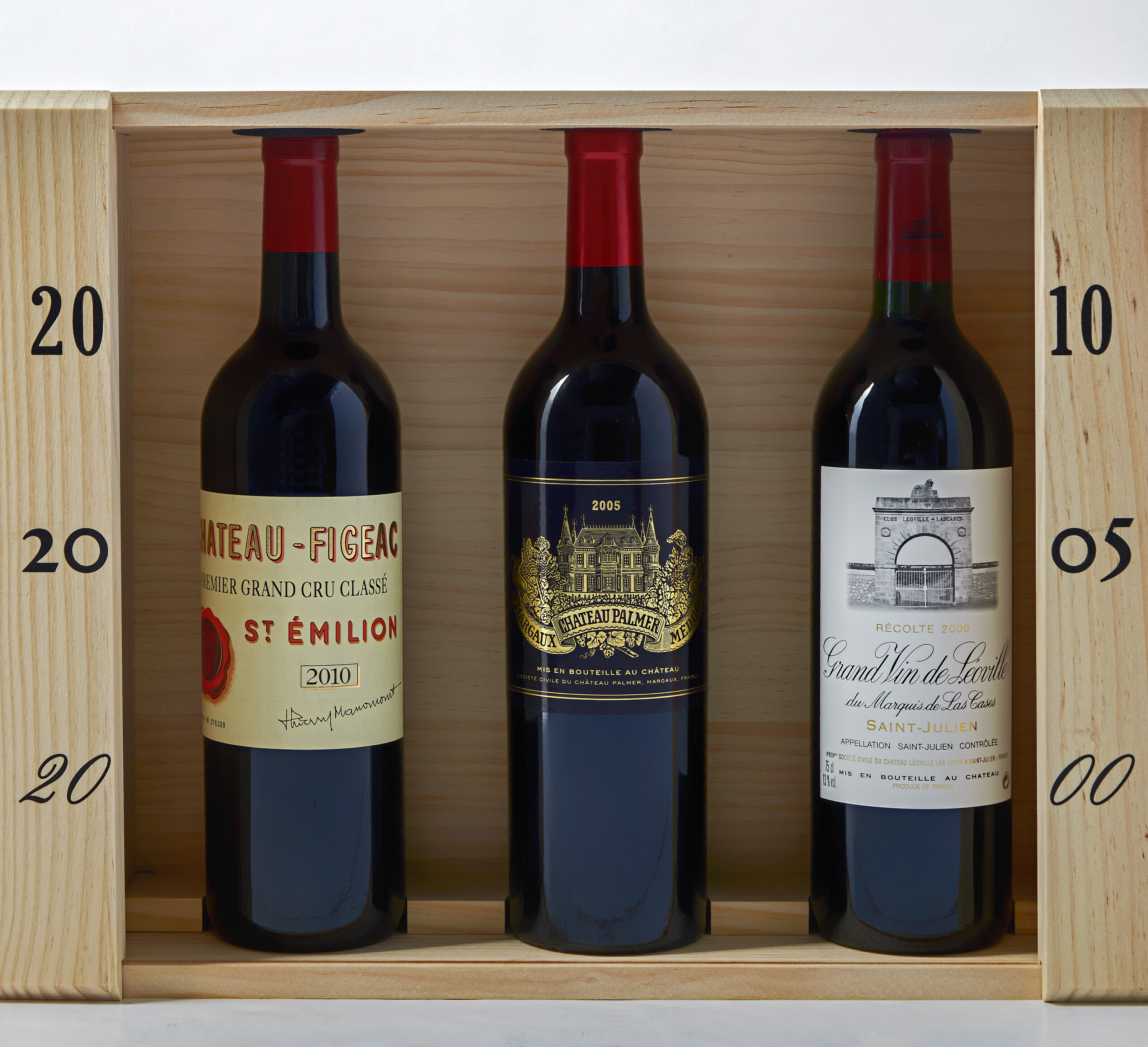 Bordeaux Assortment Cases 2000-2010, Château Léoville-Las Cases 2000 (2)Château Palmer 2005 (2 ...
