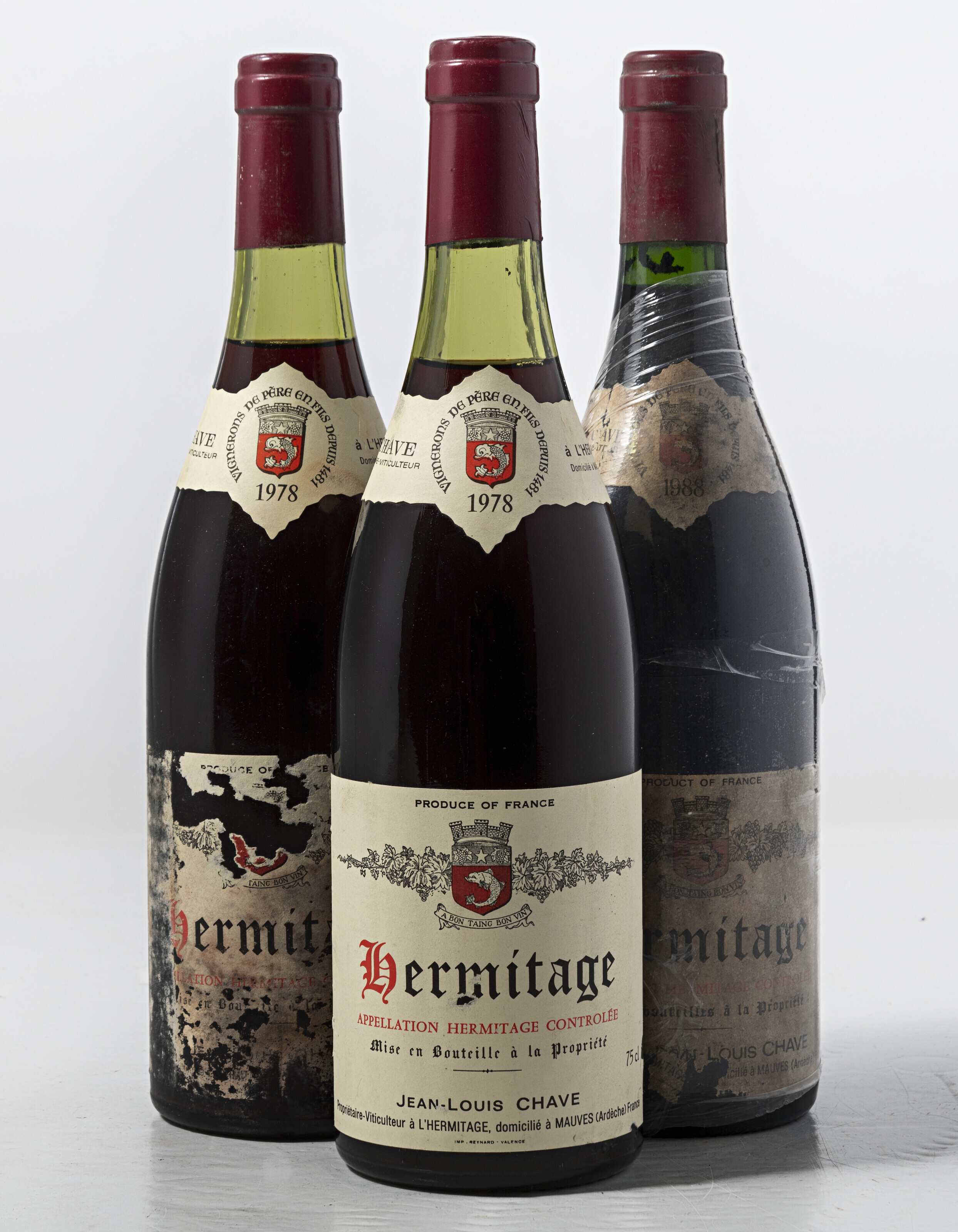 Mixed Chave Hermitage 1978-1988, Chave, Hermitage 1978Scuffed capsules. Slightly damaged labels ...