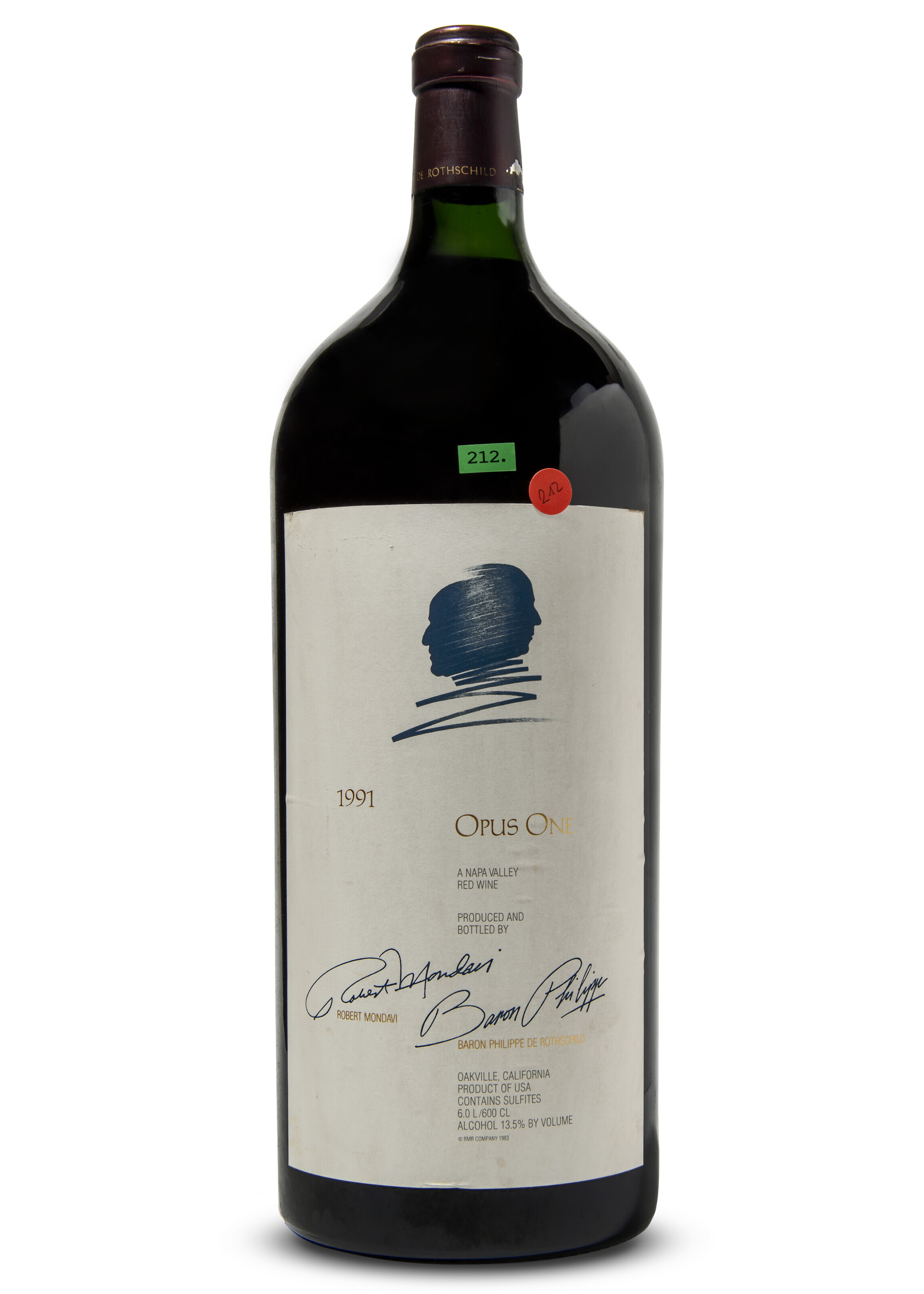 Opus One 1991, Napa ValleySlightly bin-soiled label. Level: base of ...