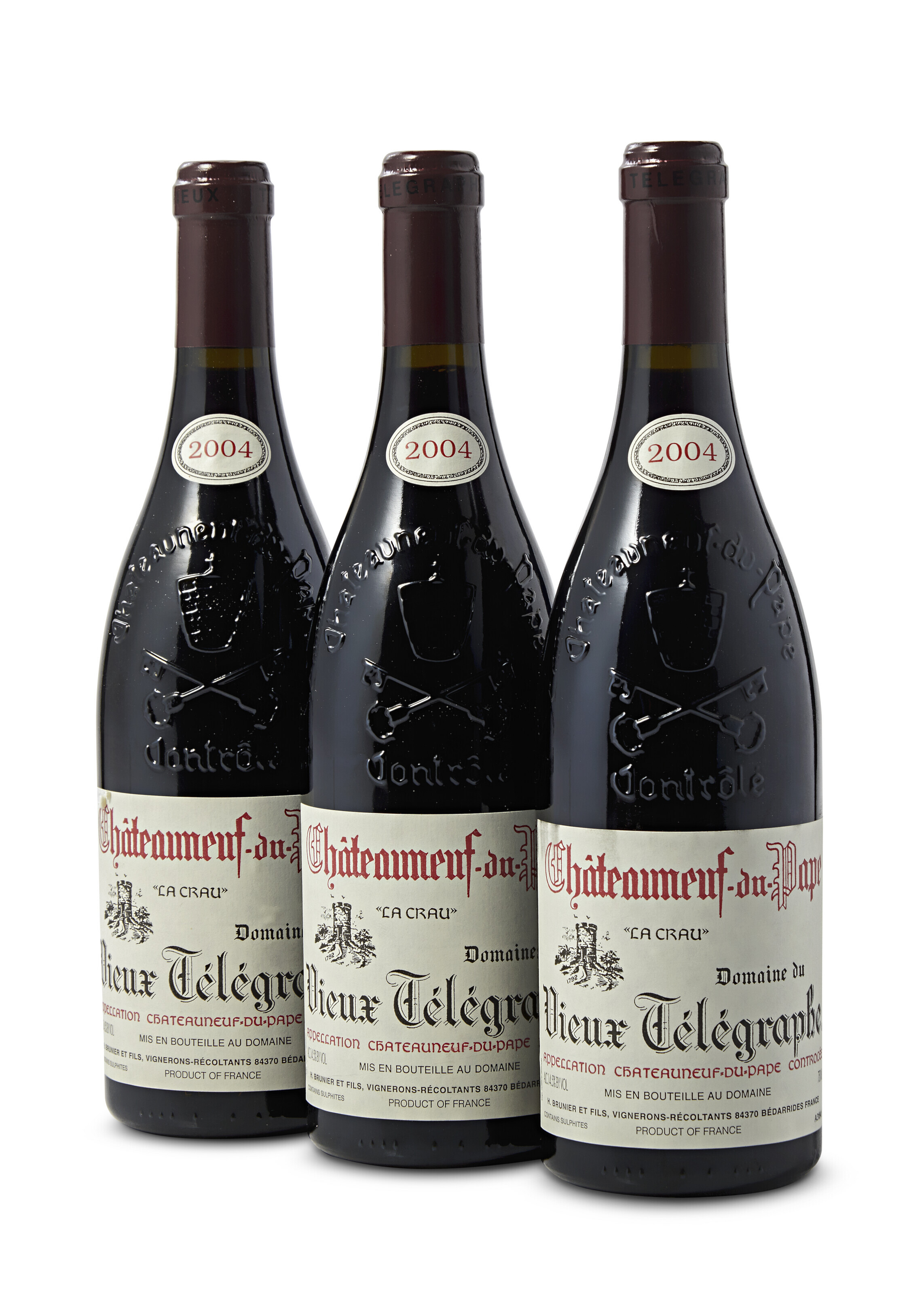 Vieux Télégraphe, Châteauneuf-du-Pape 2004, RhôneIn original wooden ...