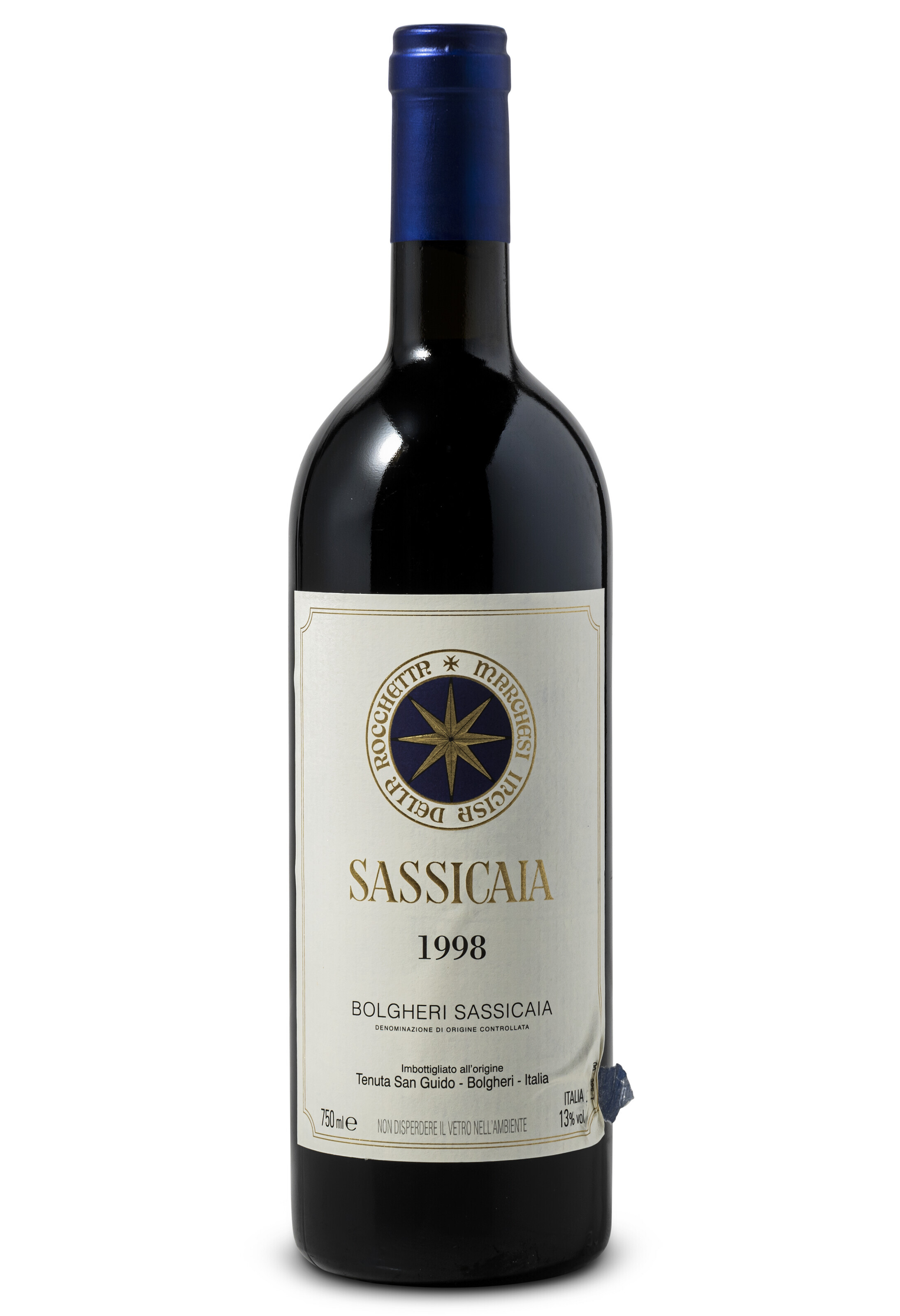 Sassicaia 1998, TuscanyIn original wooden case. Original tissues. Good ...