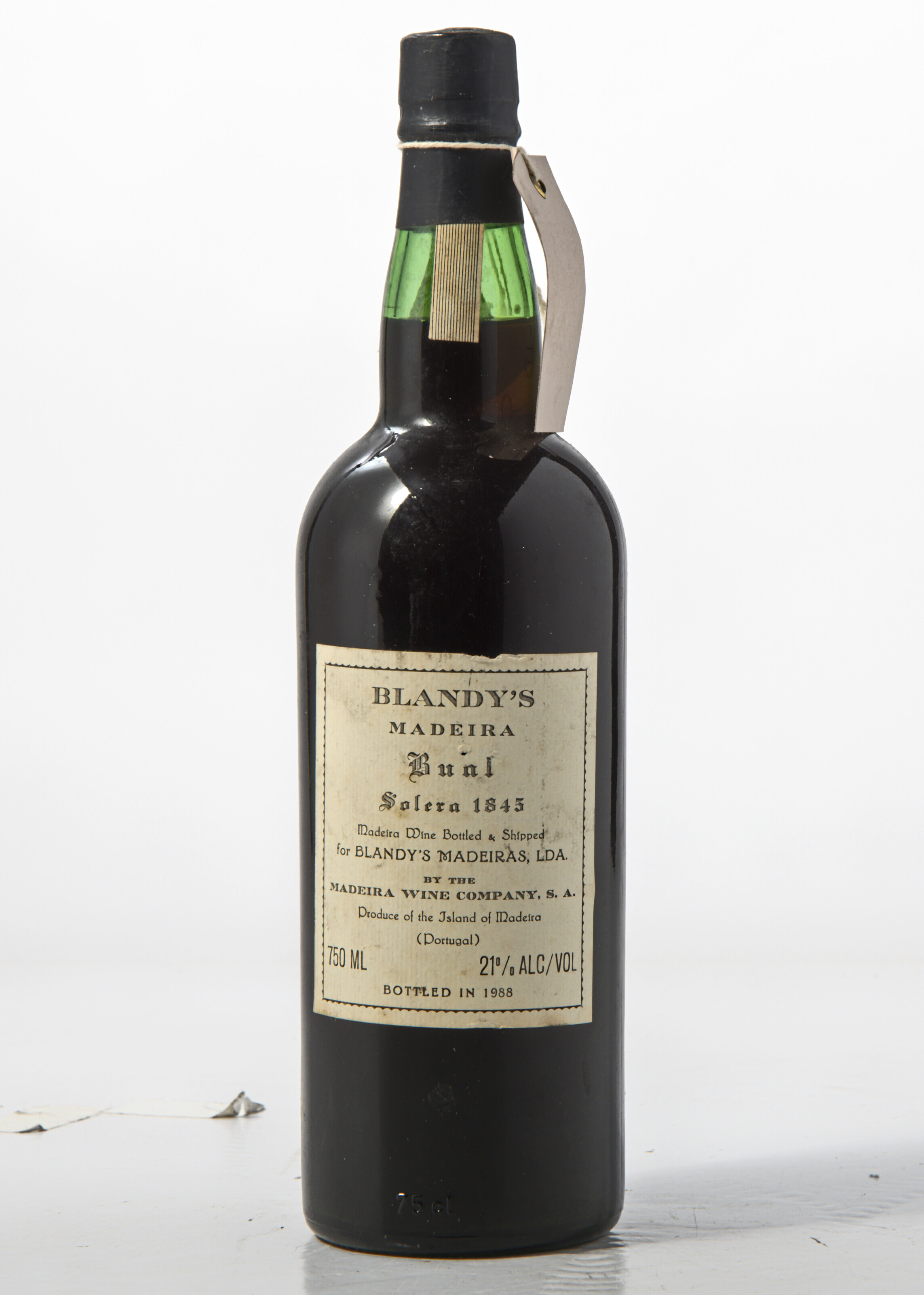 Blandy's, Bual Solera 1845, MadeiraScuffed capsule. Stencilled bottle ...