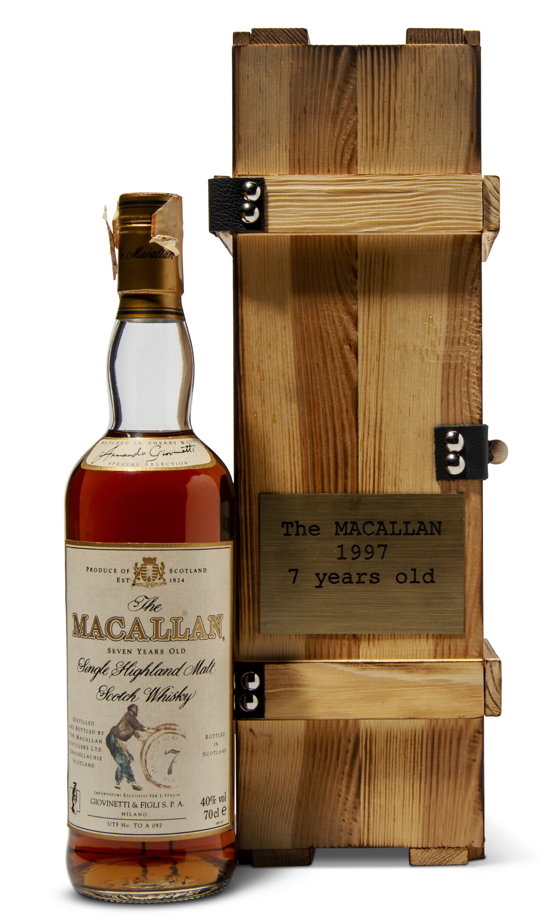 Macallan 7 Year Old 1960, SpeysideItalian integrated import label ...