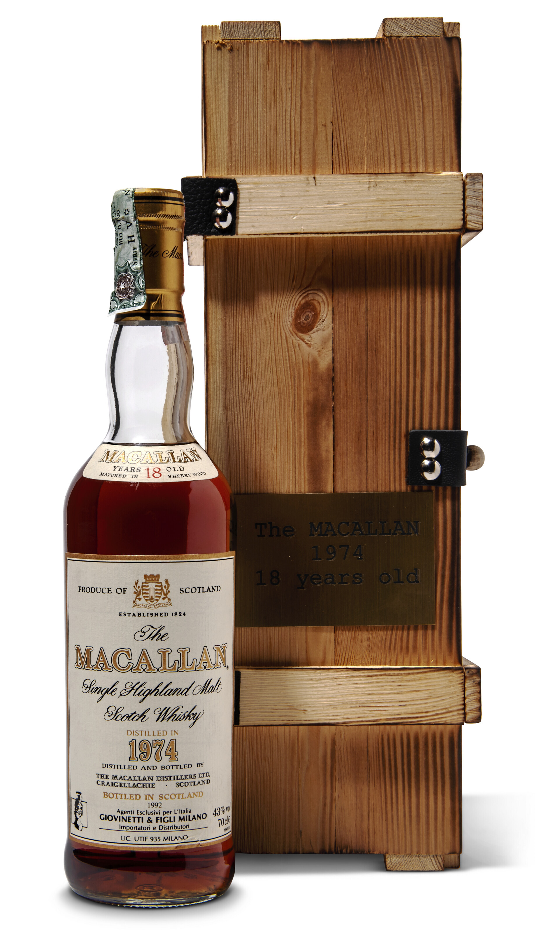 Macallan 18 Year Old 1974, SpeysideBottled in 1992. In original wooden ...