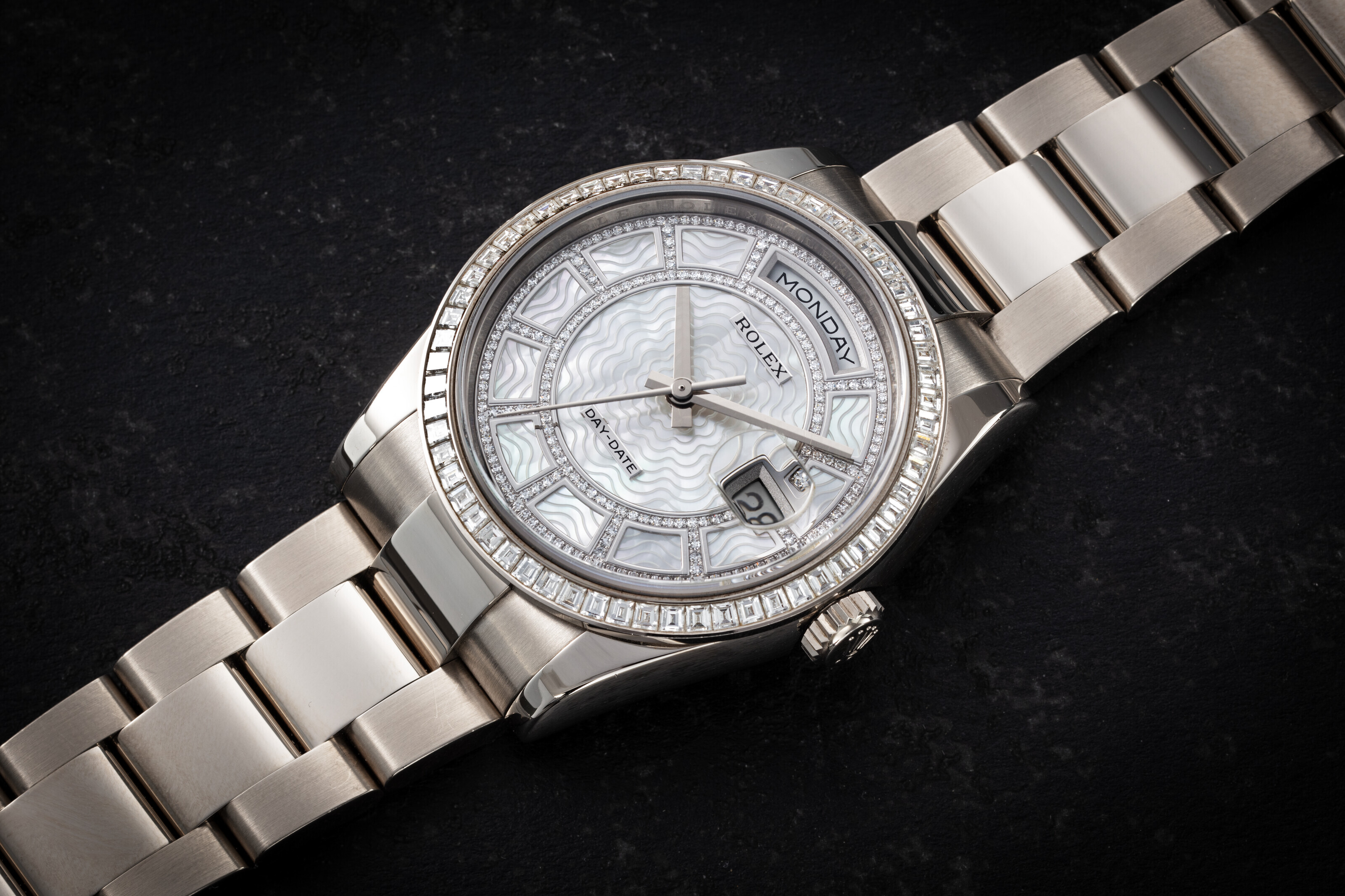 ROLEX, DAY-DATE REF. 118399BR, A GOLD AND DIAMOND-SET AUTOMATIC ...