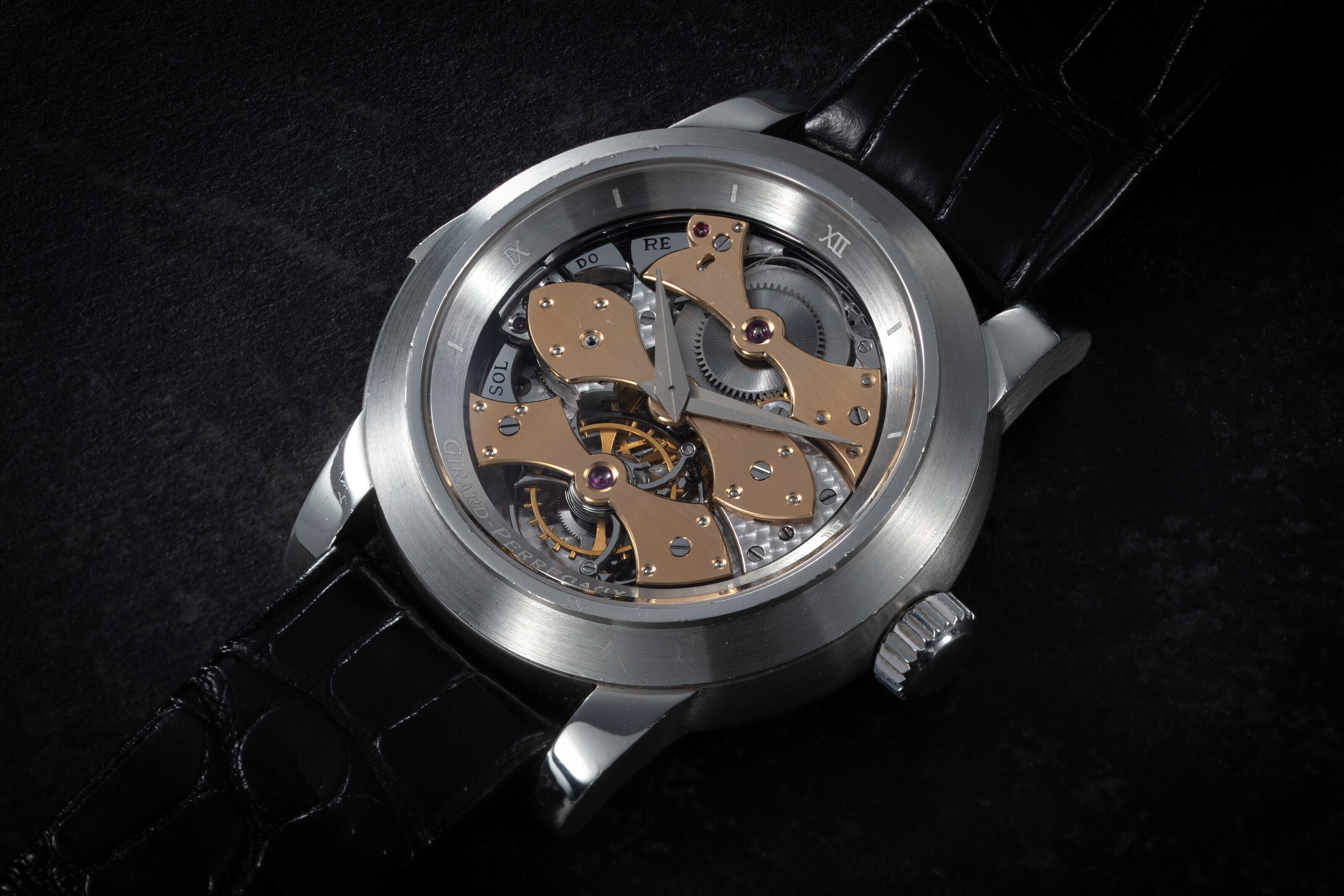 GIRARD-PERREGAUX, OPERA ONE, AN IMPRESSIVE 18K GOLD SEMI-SKELETONISED ...