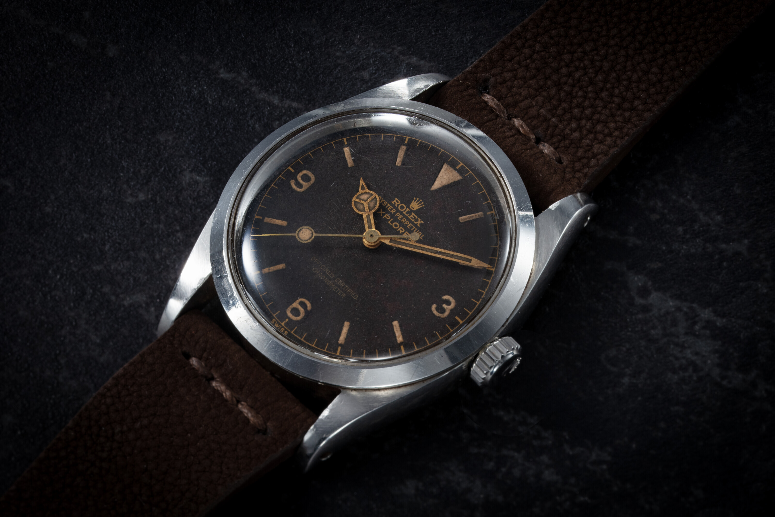 ROLEX, EXPLORER REF. 6610 ‘TROPICAL’, A STEEL AUTOMATIC WRISTWATCH ...