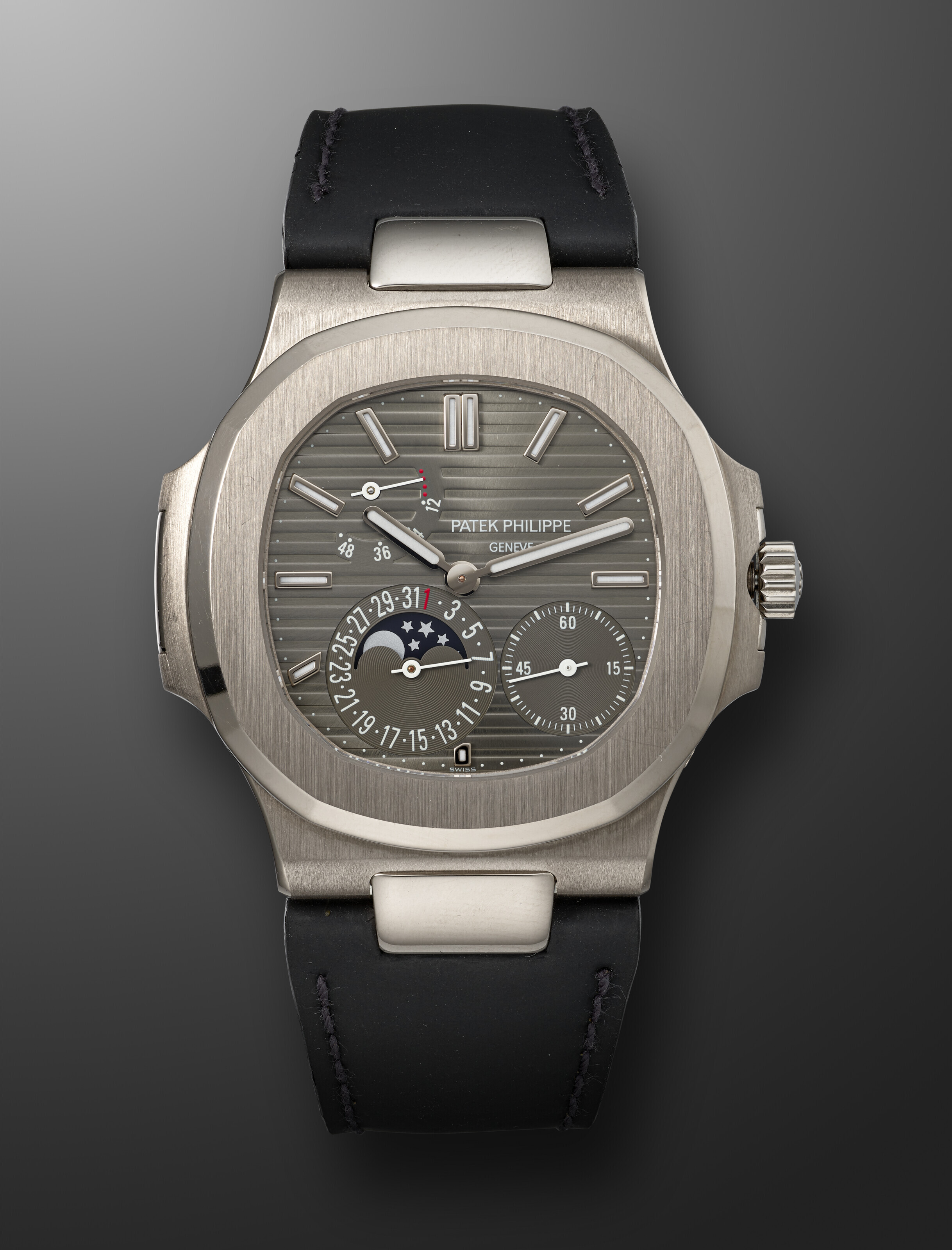 PATEK PHILIPPE, WHITE GOLD 'NAUTILUS' WITH MOON PHASES, REF. 5712G-001 ...