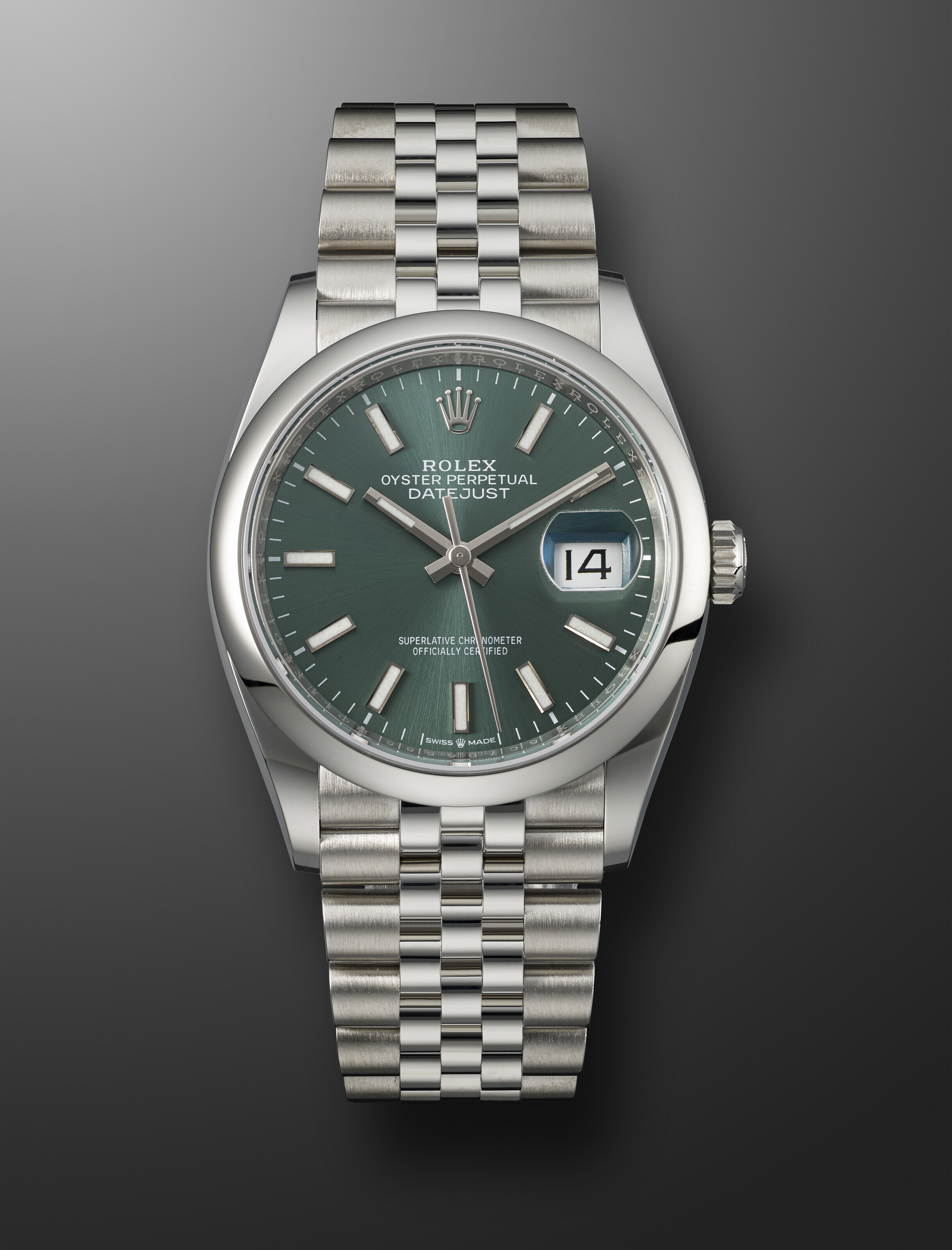 ROLEX, STAINLESS STEEL 'DATEJUST' WITH GREEN DIAL, REF. 126200 ...