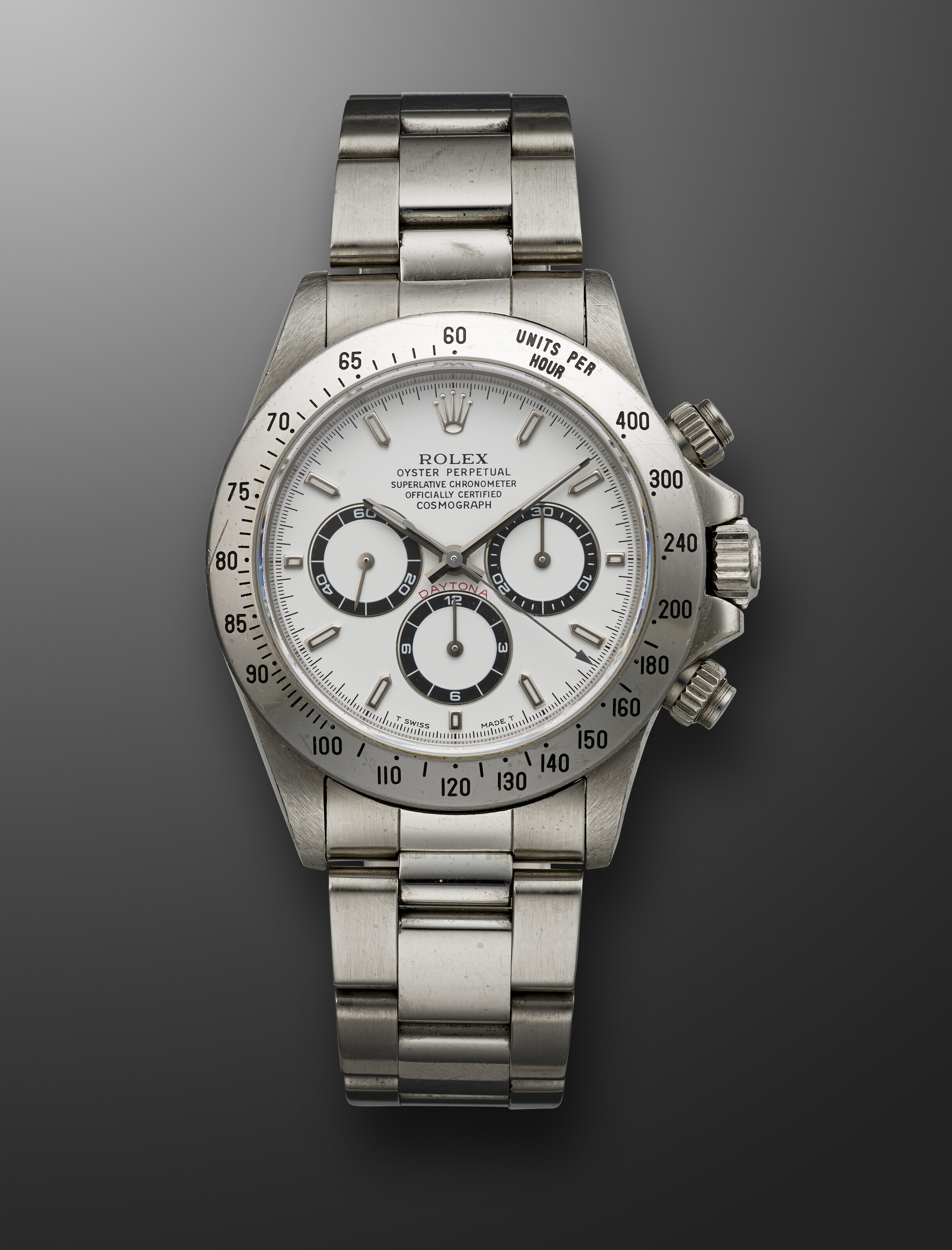 ROLEX, STAINLESS STEEL CHRONOGRAPH 'DAYTONA' WITH WHITE DIAL, REF ...