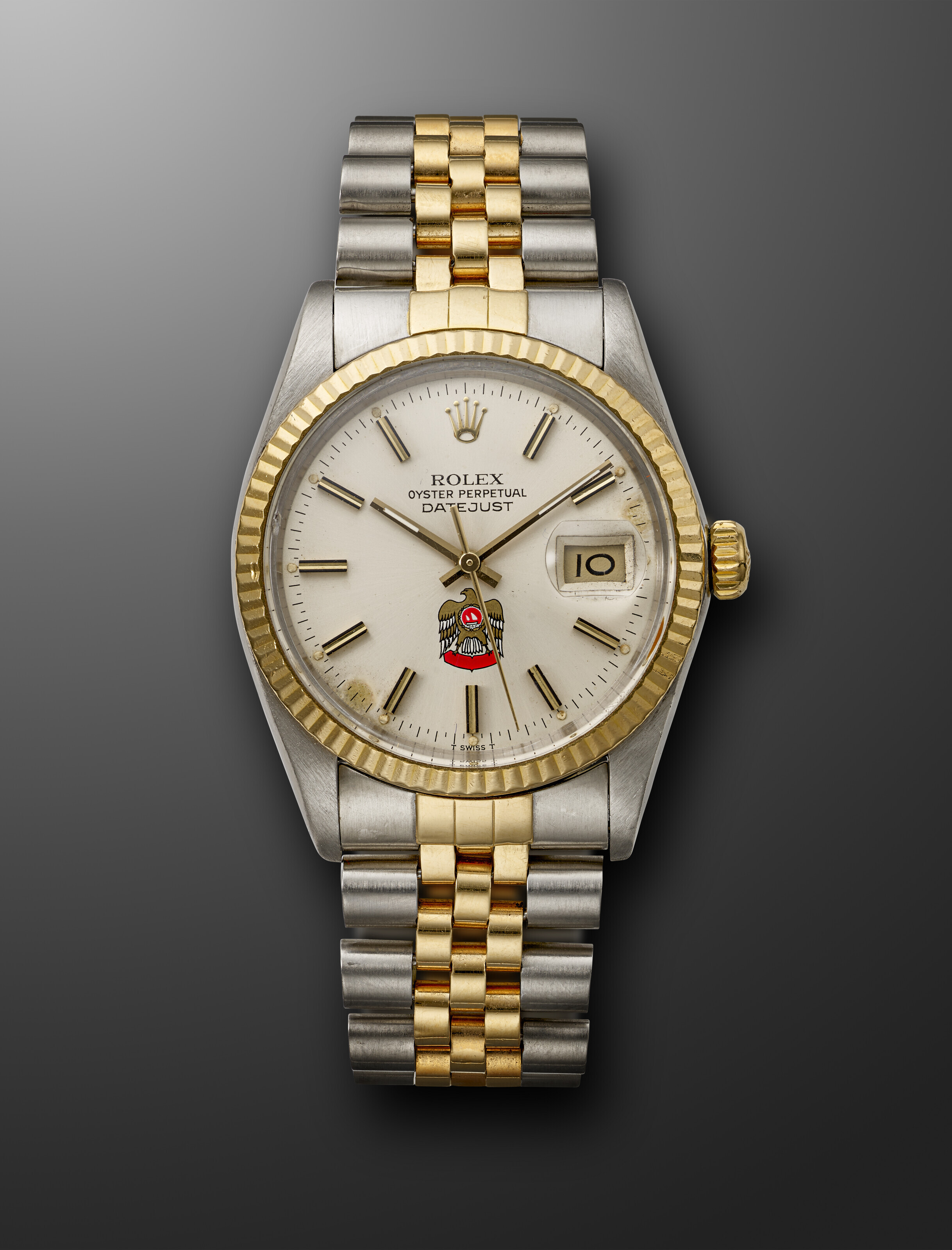 ROLEX, STAINLESS STEEL AND YELLOW GOLD 'DATEJUST' WITH UAE DESERT EAGLE ...