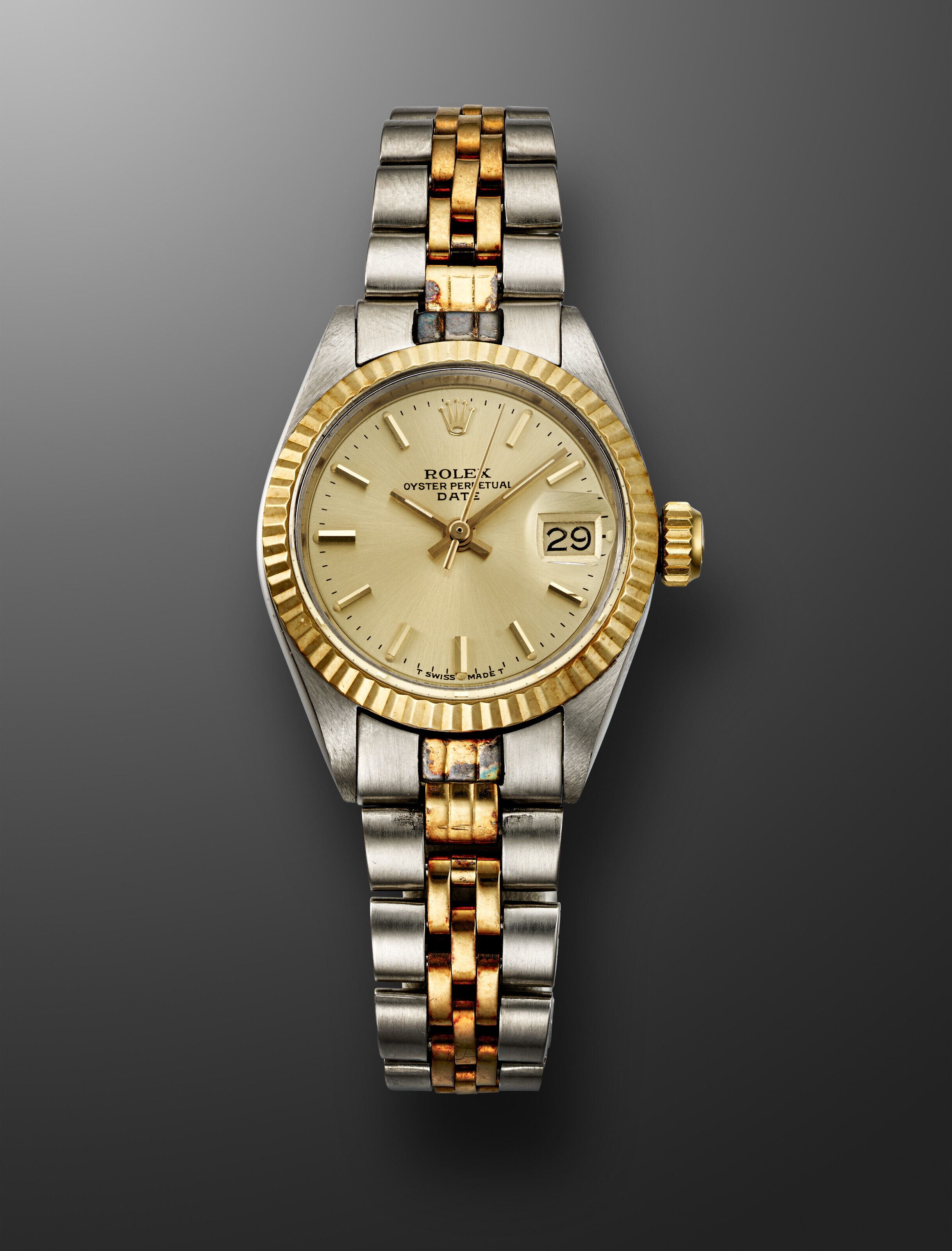 ROLEX, STAINLESS STEEL AND YELLOW GOLD 'OYSTER PERPETUAL DATE', REF ...