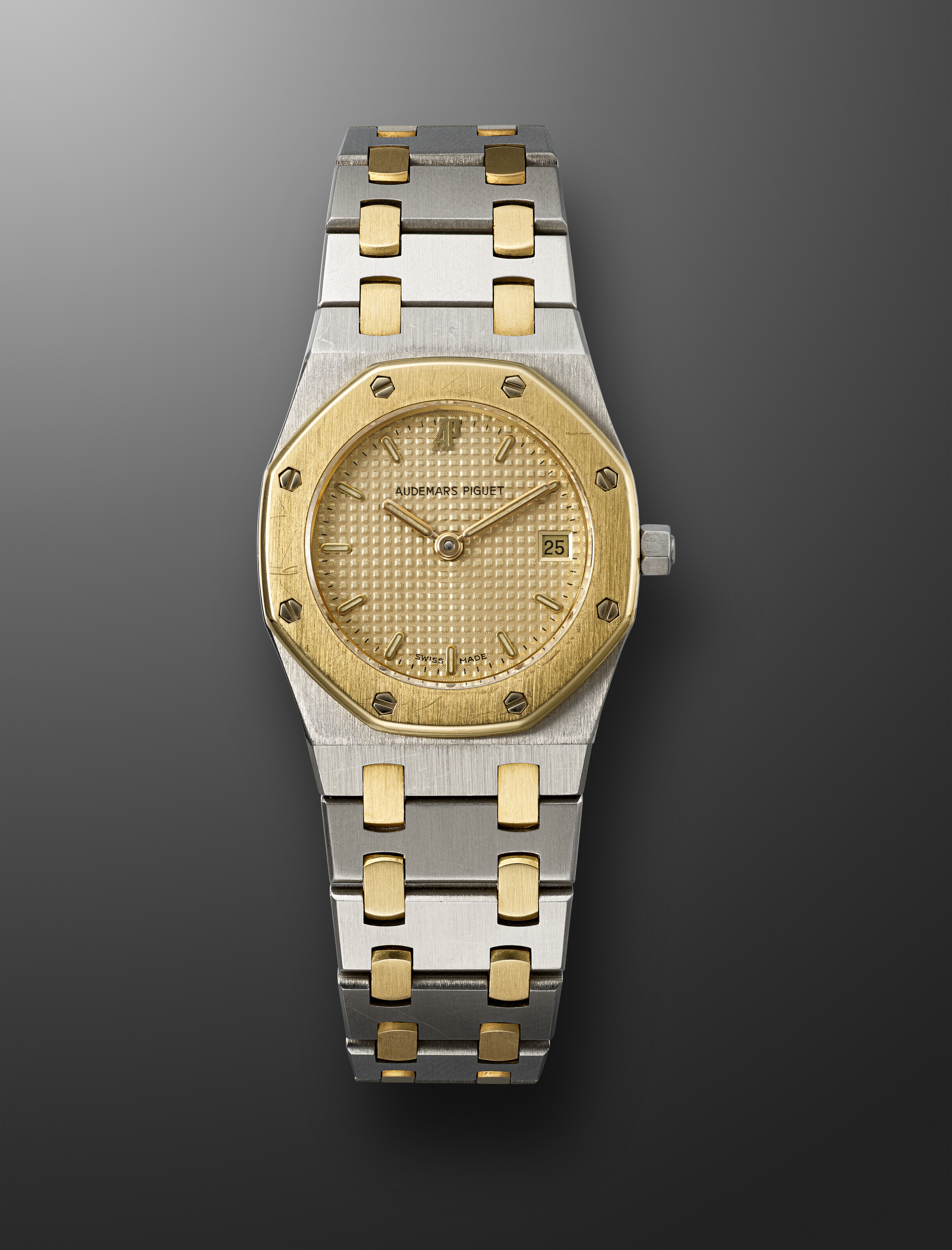 AUDEMARS PIGUET, STAINLESS STEEL AND YELLOW GOLD 'LADY ROYAL OAK', REF ...