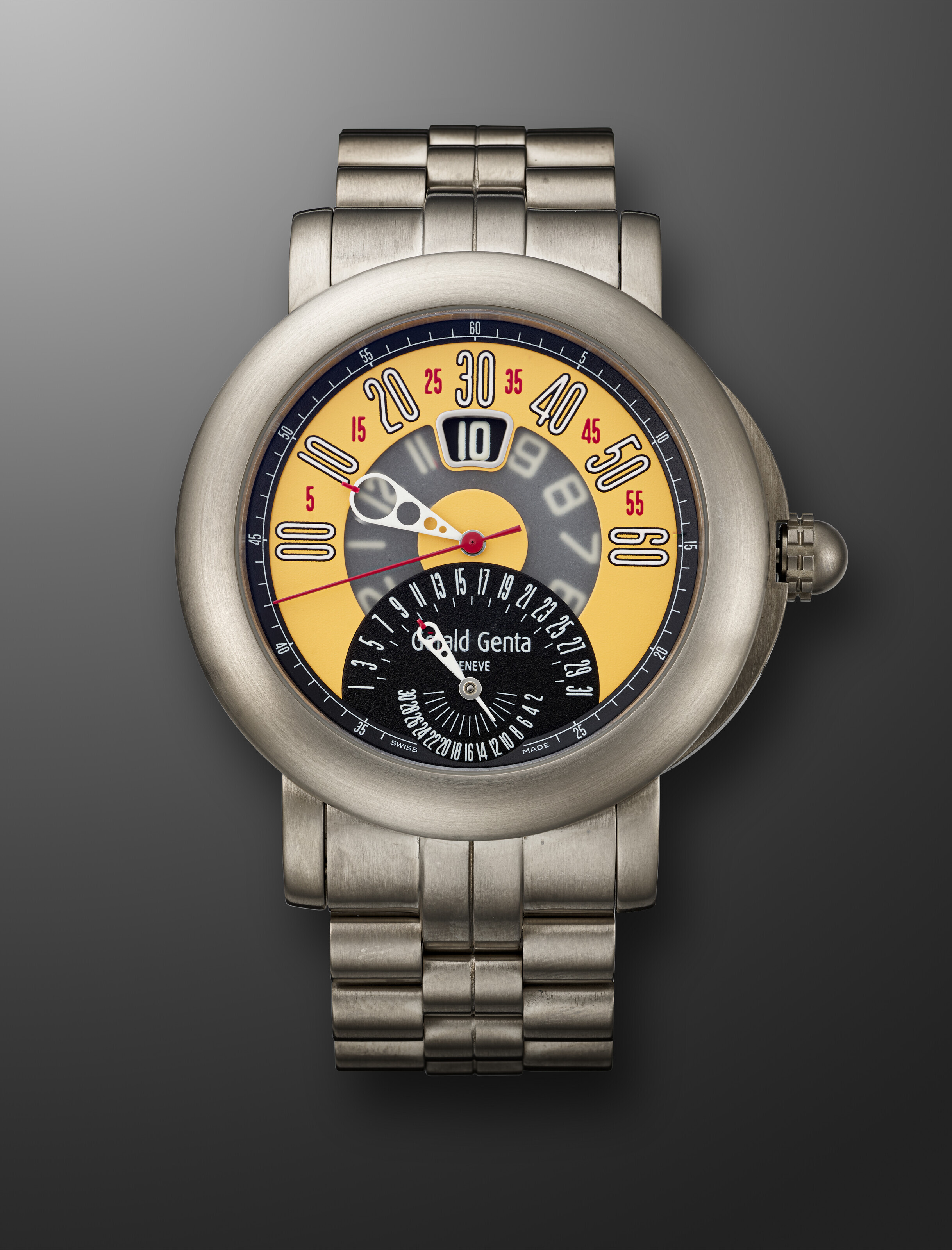 GERALD GENTA, TITANIUM JUMP HOUR 'ARENA BI-RETRO' WITH RETROGRADE ...