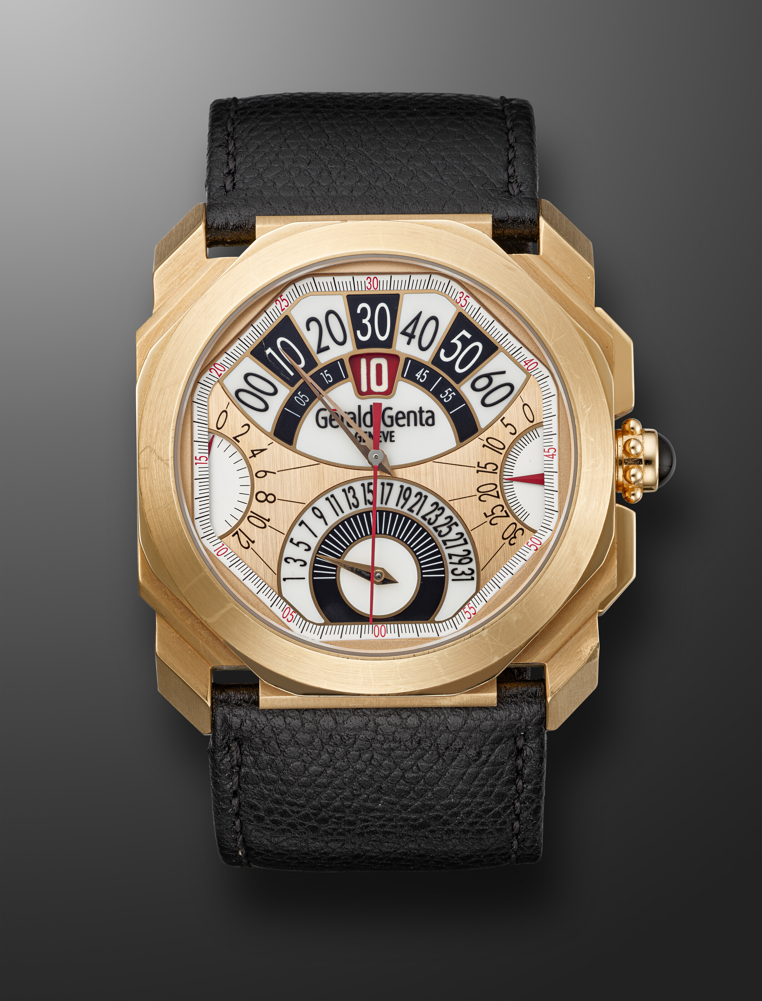 GERALD GENTA, PINK GOLD CHRONOGRAPH 'QUATTRO RETRO' WITH RETROGRADE INDICATIONS, REF. OQC.Z.50 ...
