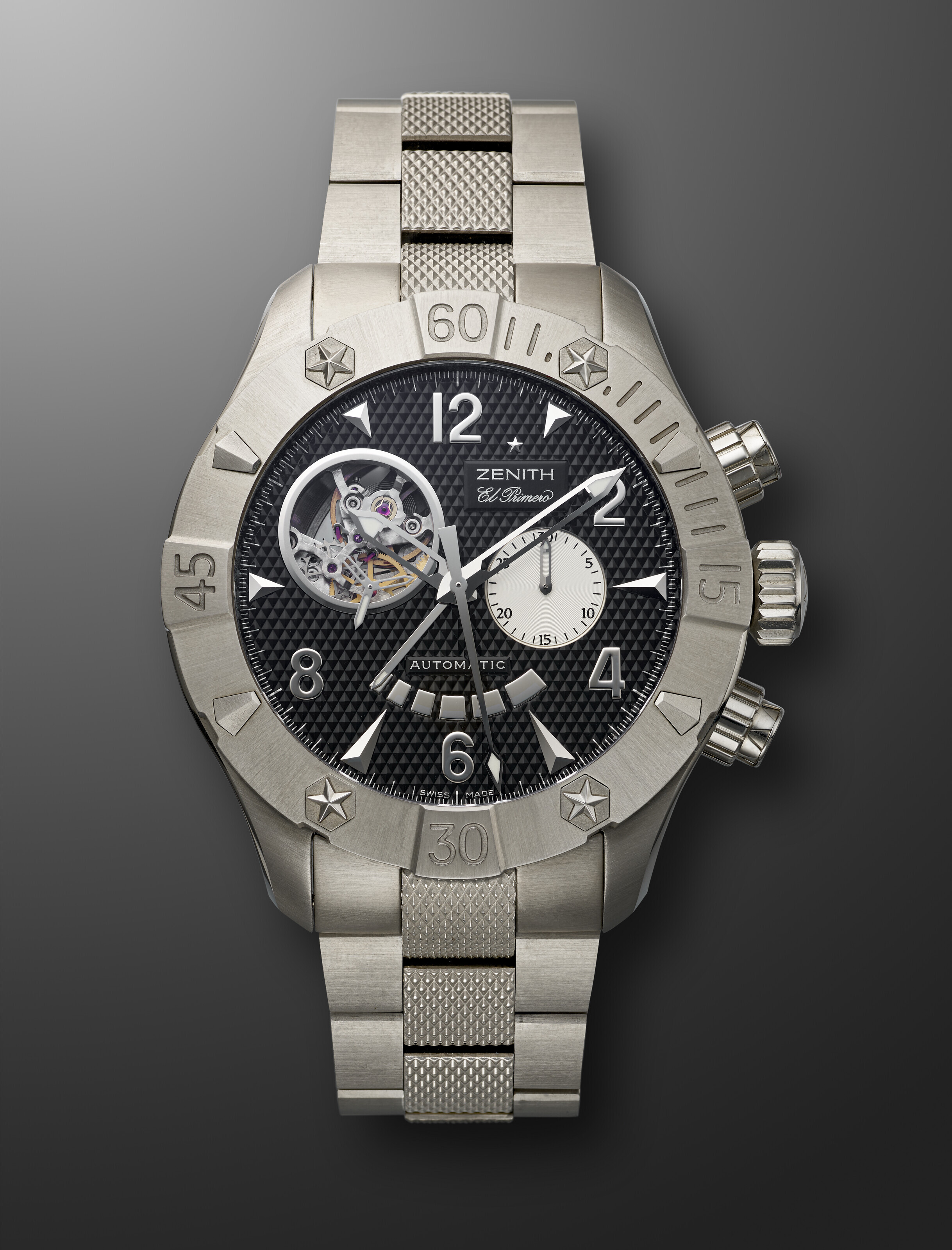 ZENITH, STAINLESS STEEL CHRONOGRAPH 'EL PRIMERO DEFY CLASSIC OPEN' WITH ...