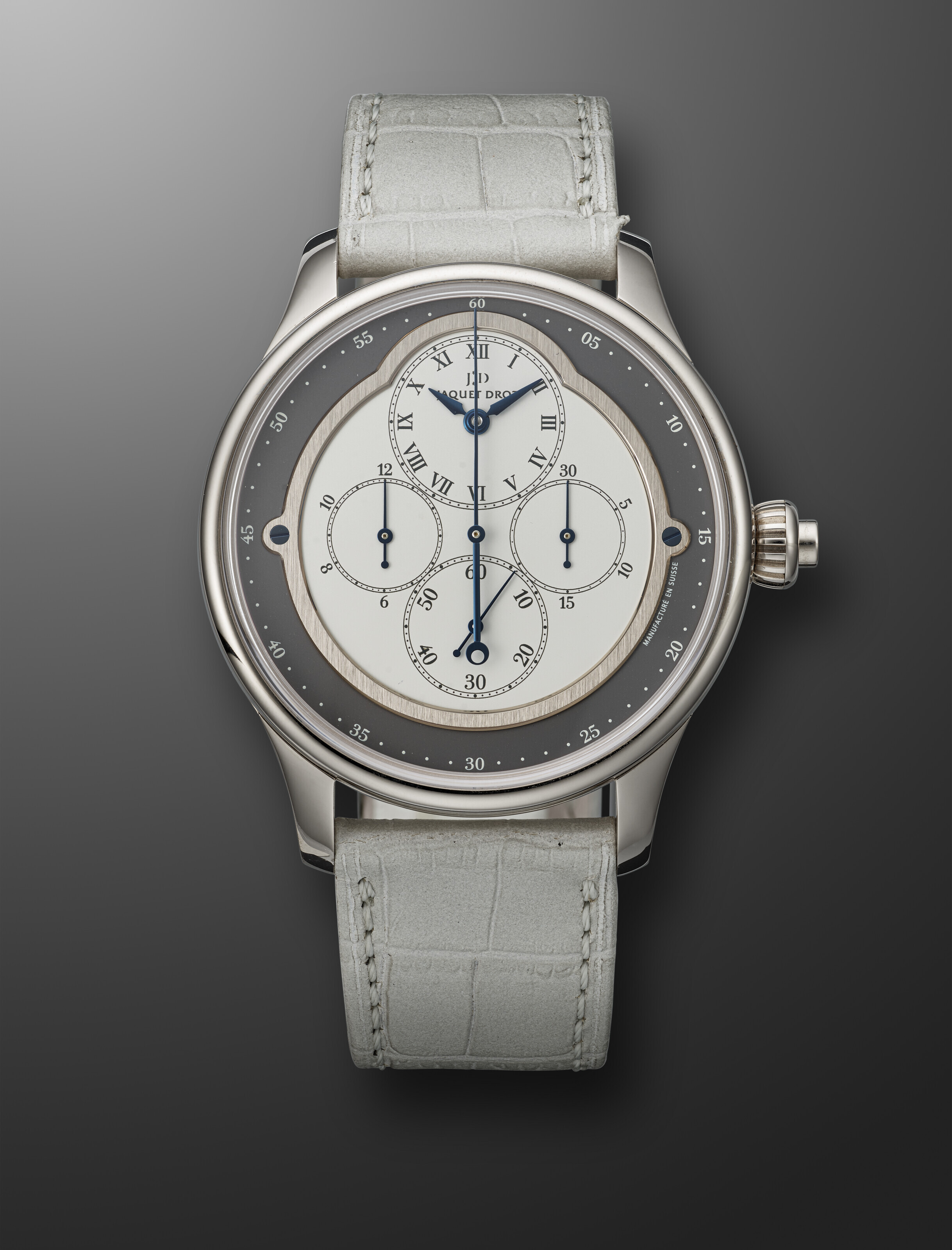 JAQUET DROZ, WHITE GOLD MONOPUSHER CHRONOGRAPH, REF. J007634, | Christie’s