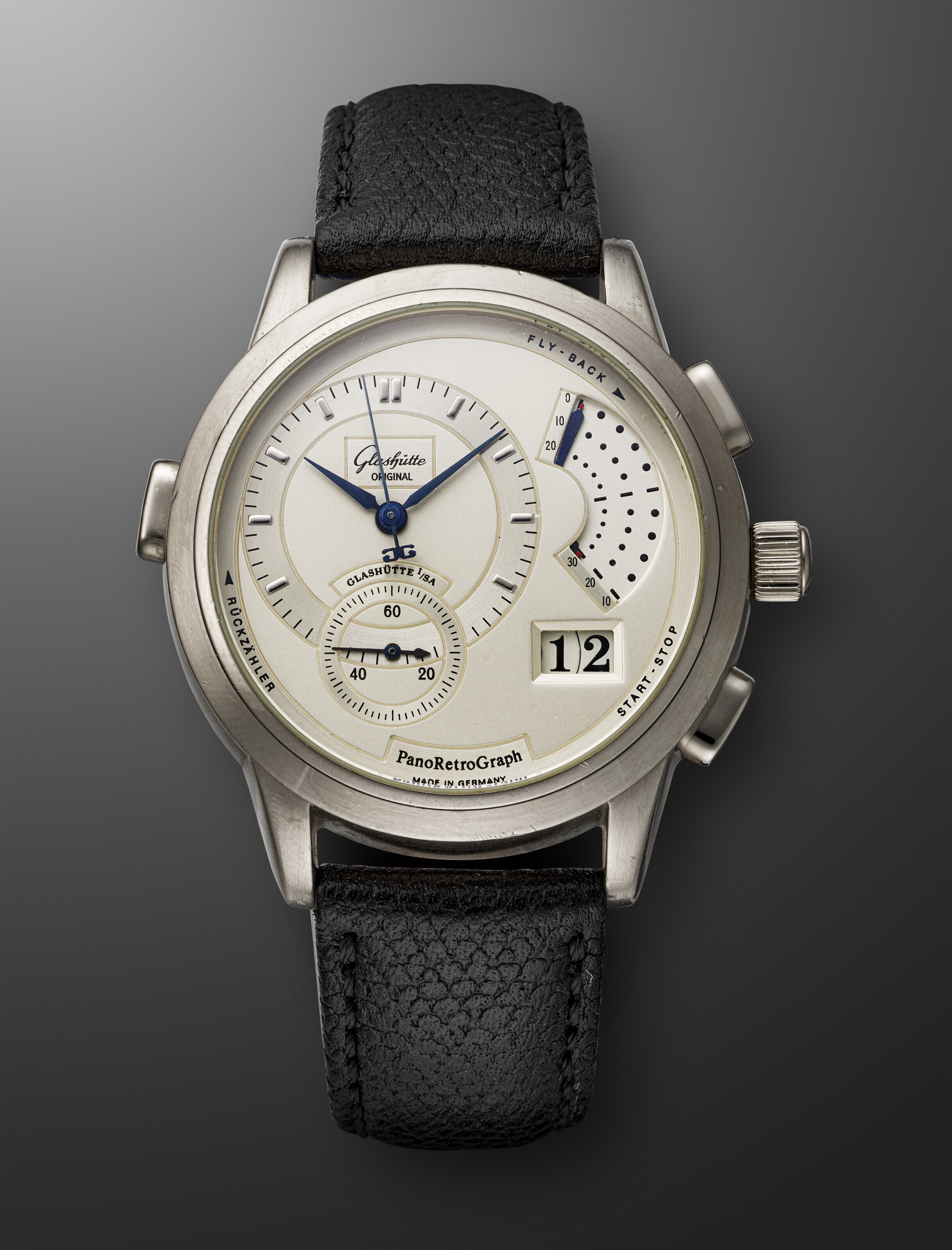 GLASHUTTE, LIMITED EDITION WHITE GOLD FLYBACK CHRONOGRAPH 'PANO RETRO ...