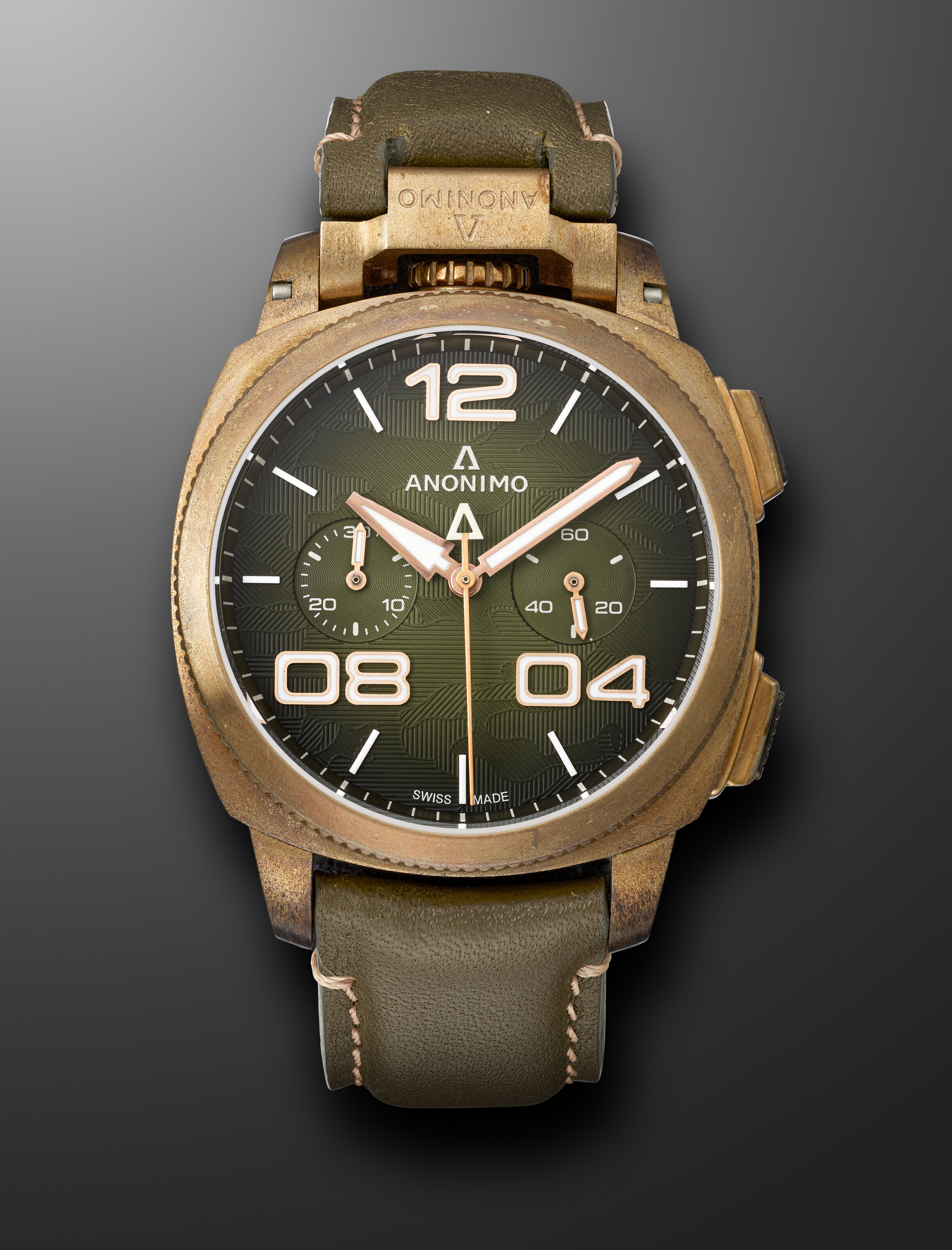 ANONIMO, LIMITED EDITION BRONZE CHRONOGRAPH 'ALPINI MILITARE KHAKI ...
