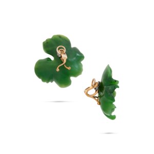 JAR NEPHRITE 'GERANIUM' EARRINGS | Christie's