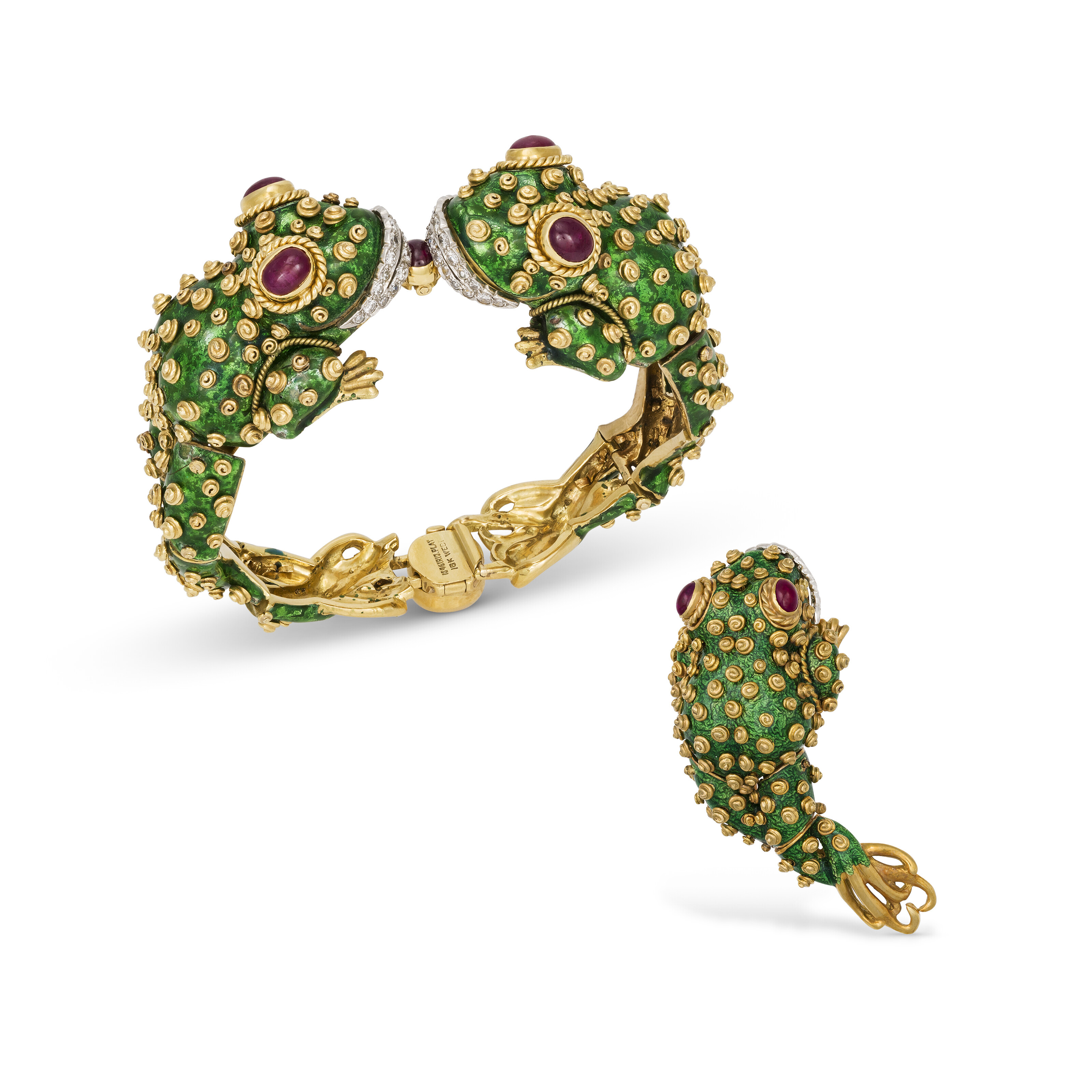 DAVID WEBB SET OF ENAMEL, RUBY AND DIAMOND FROG JEWELLERY, | Christie’s