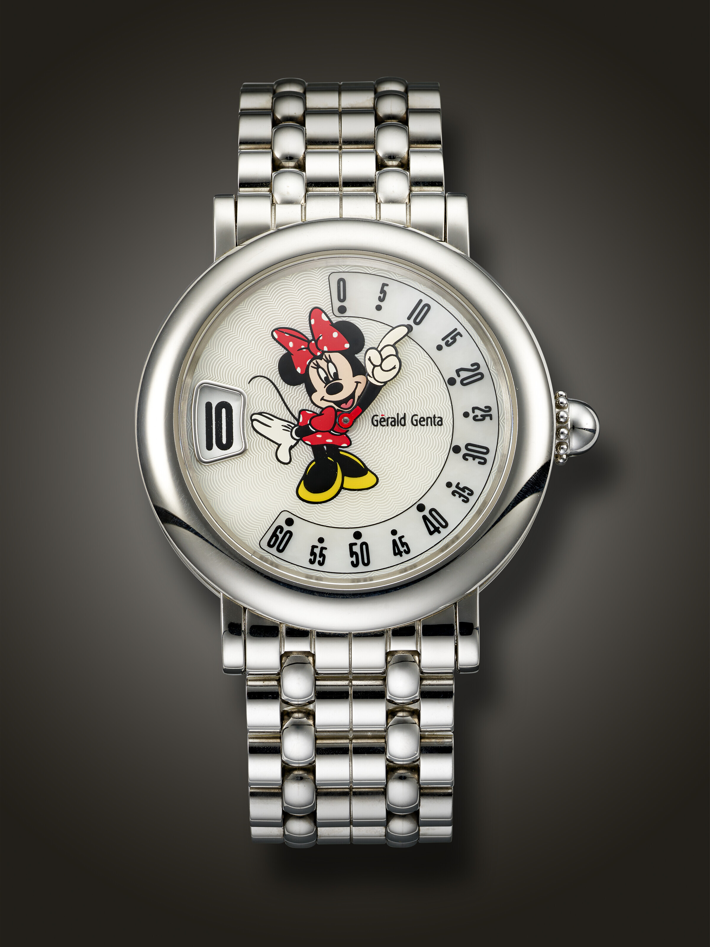 GERALD GENTA, STAINLESS STEEL JUMP HOUR 'RETRO, MINNIE MOUSE', WITH ...