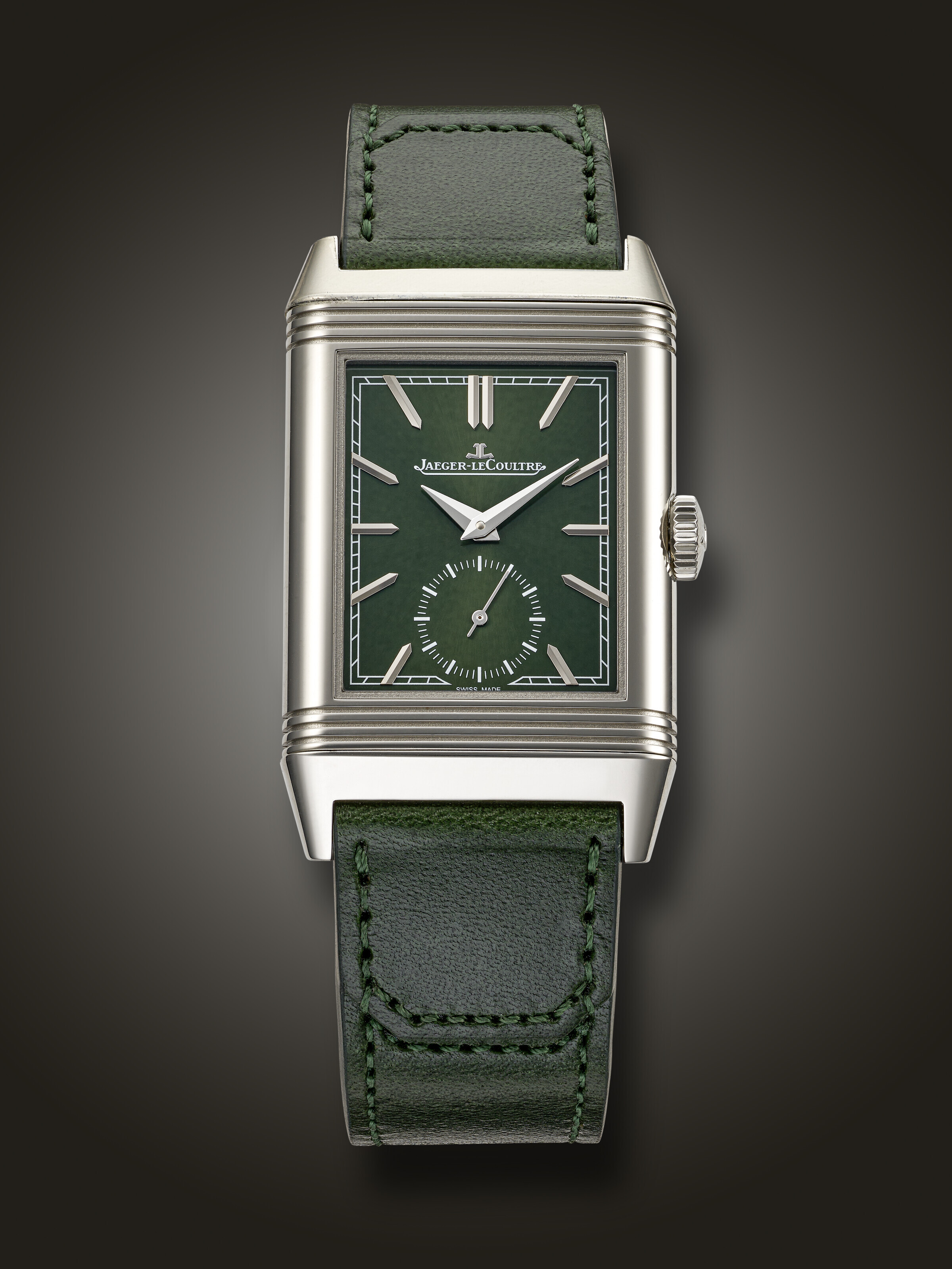 JAEGER-LECOULTRE, STAINLESS STEEL ‘REVERSO TRIBUTE’, WITH GREEN DIAL ...