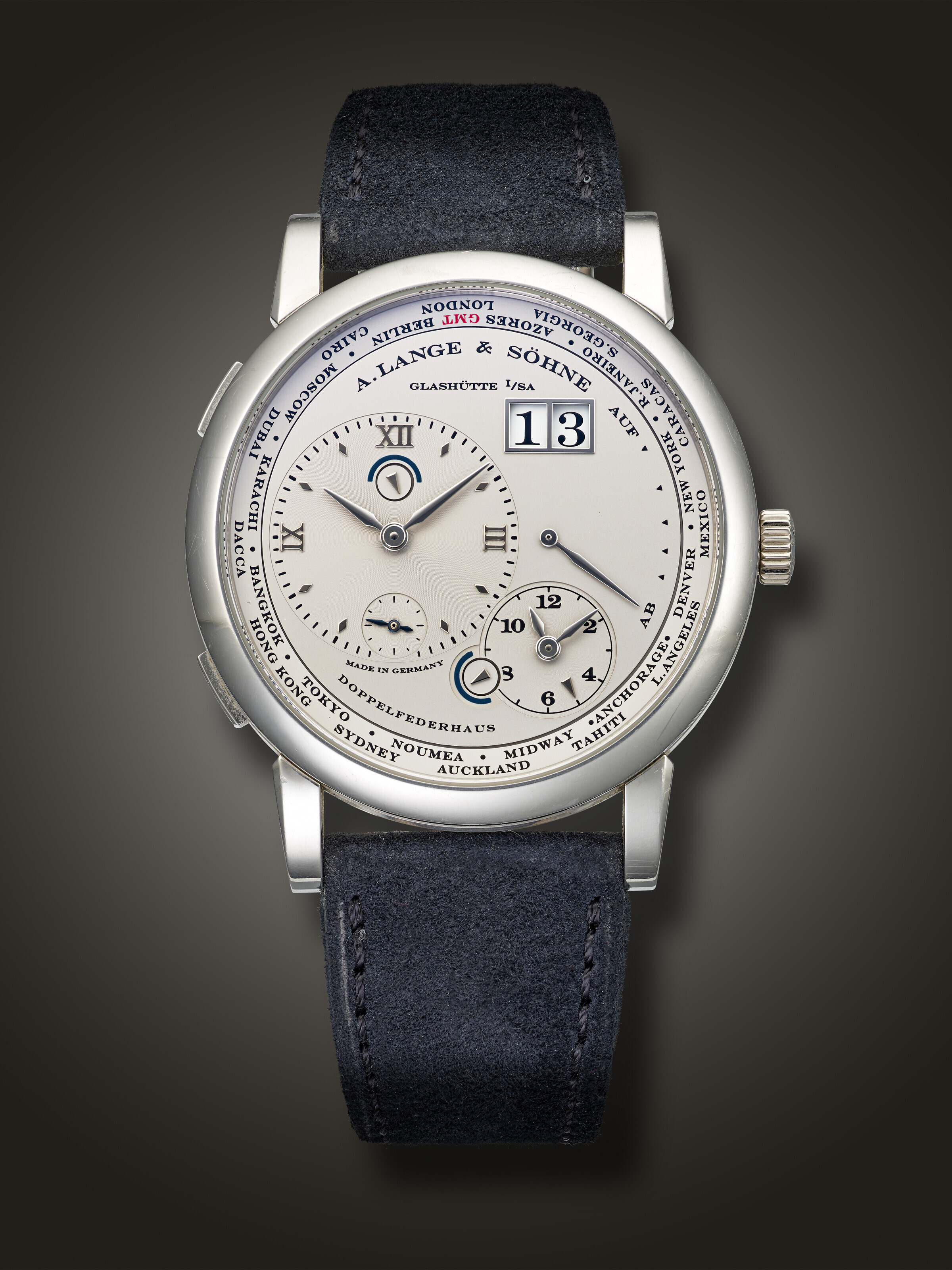 A. LANGE & SOHNE, RARE PLATINUM WORLD TIME 'LANGE 1 TIME ZONE', REF. 116.025, | Christie’s