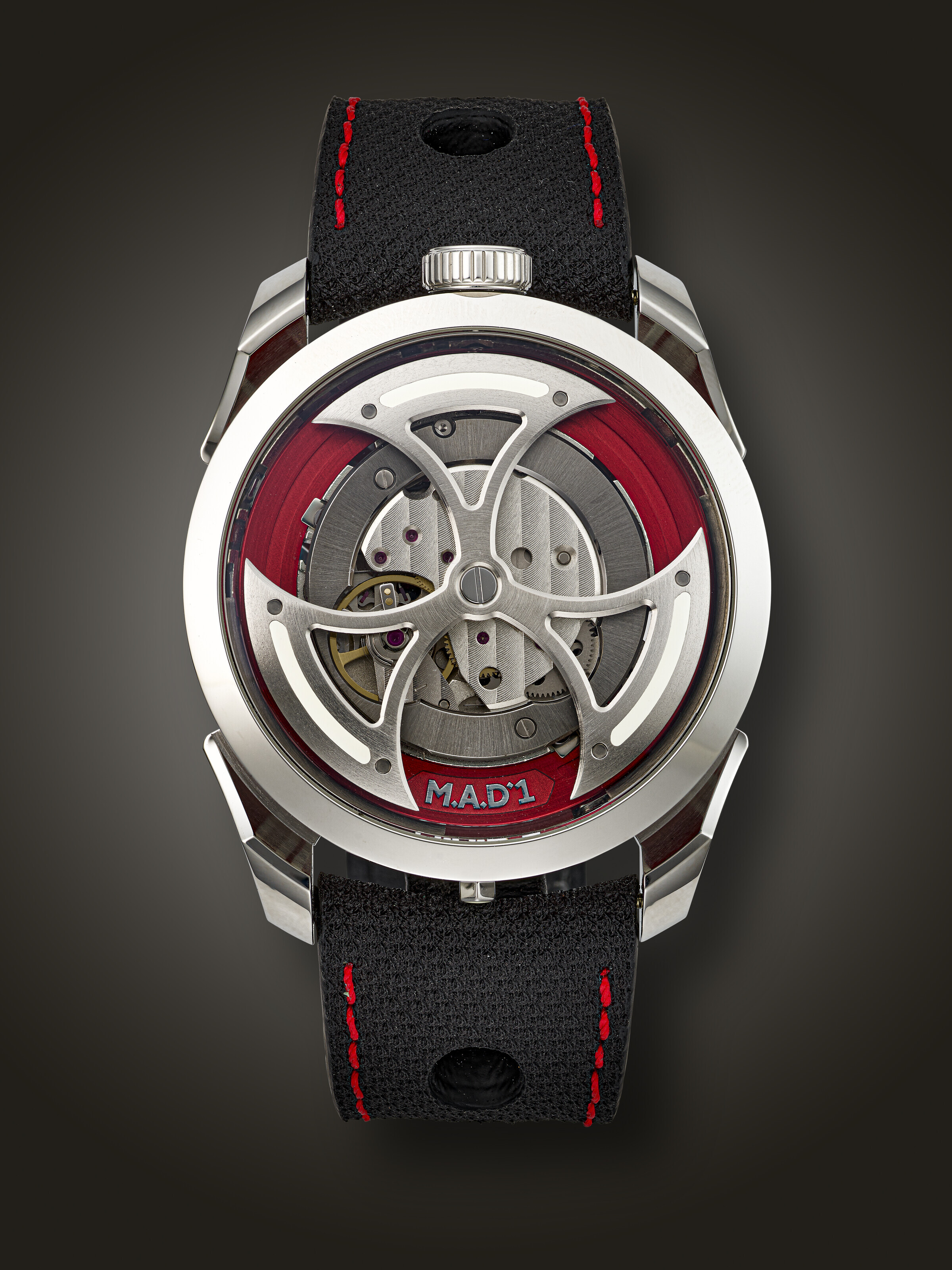 M.A.D. EDITION, STAINLESS STEEL 'M.A.D. 1 RED' WITH LATERAL TIME ...
