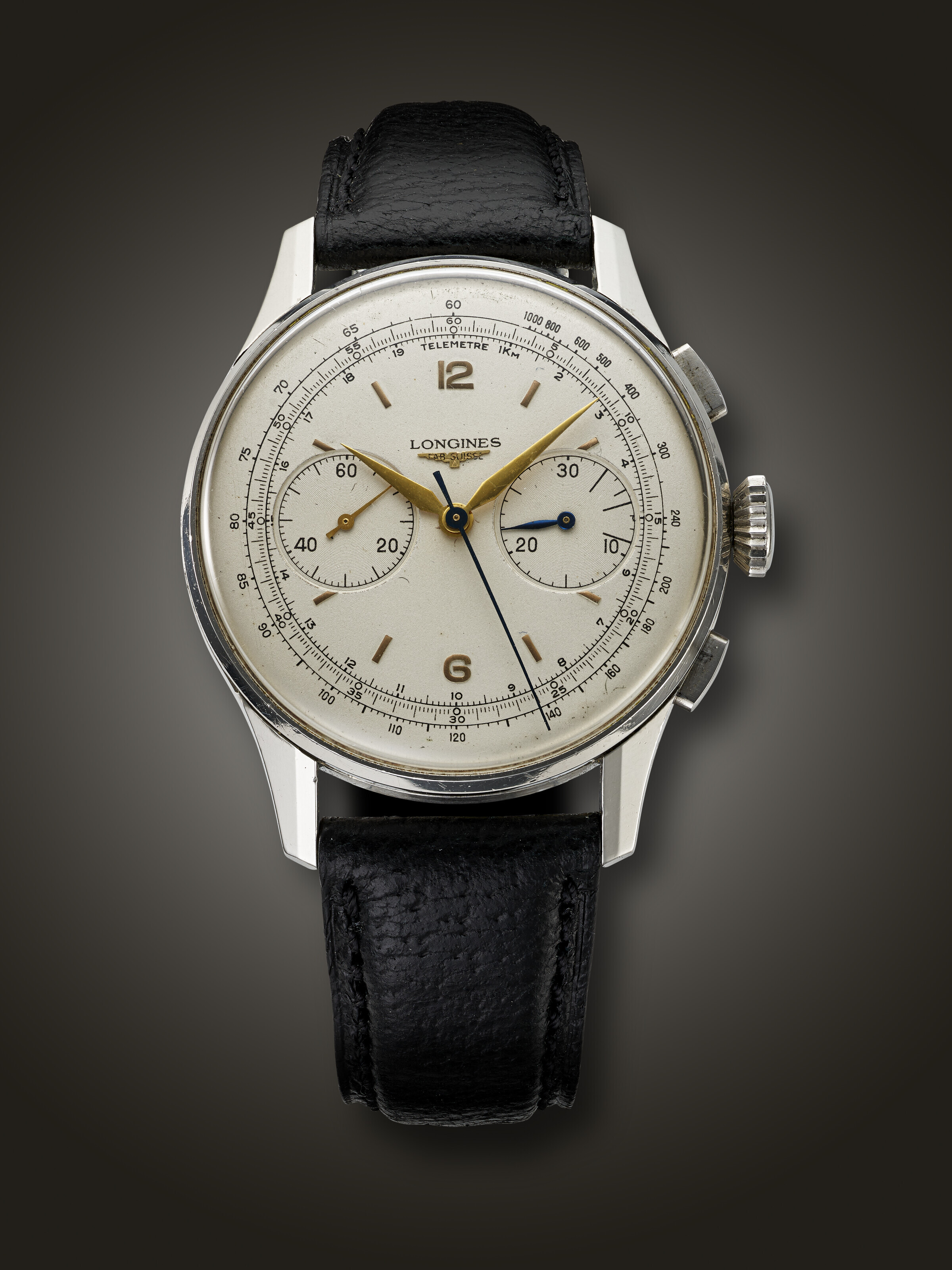 LONGINES, STAINLESS STEEL FLYBACK CHRONOGRAPH WRISTWATCH, REF. 5966 ...