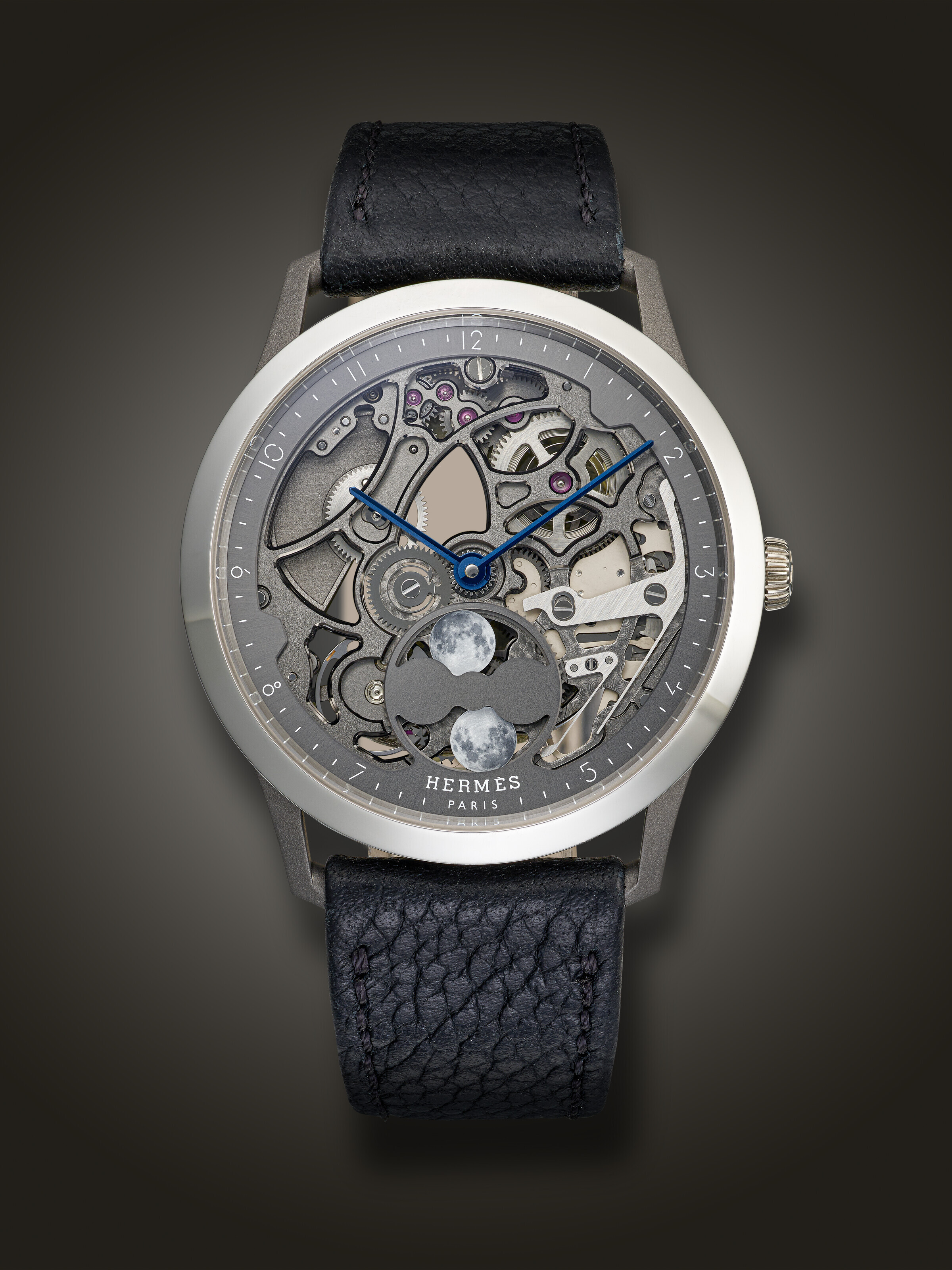 HERMÈS, TITANIUM SKELETONIZED ‘SLIM D’HERMES’ WITH MOON PHASES, REF ...