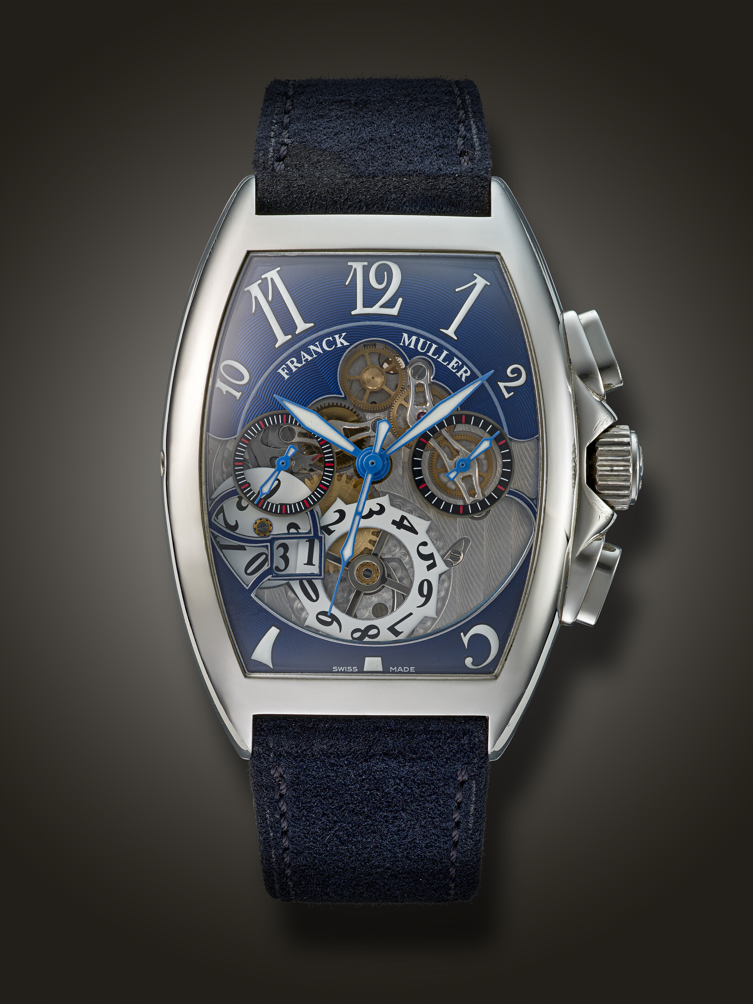 FRANCK MULLER, STAINLESS STEEL CHRONOGRAPH ‘CINTRÉE CURVEX’, REF. 8083 ...