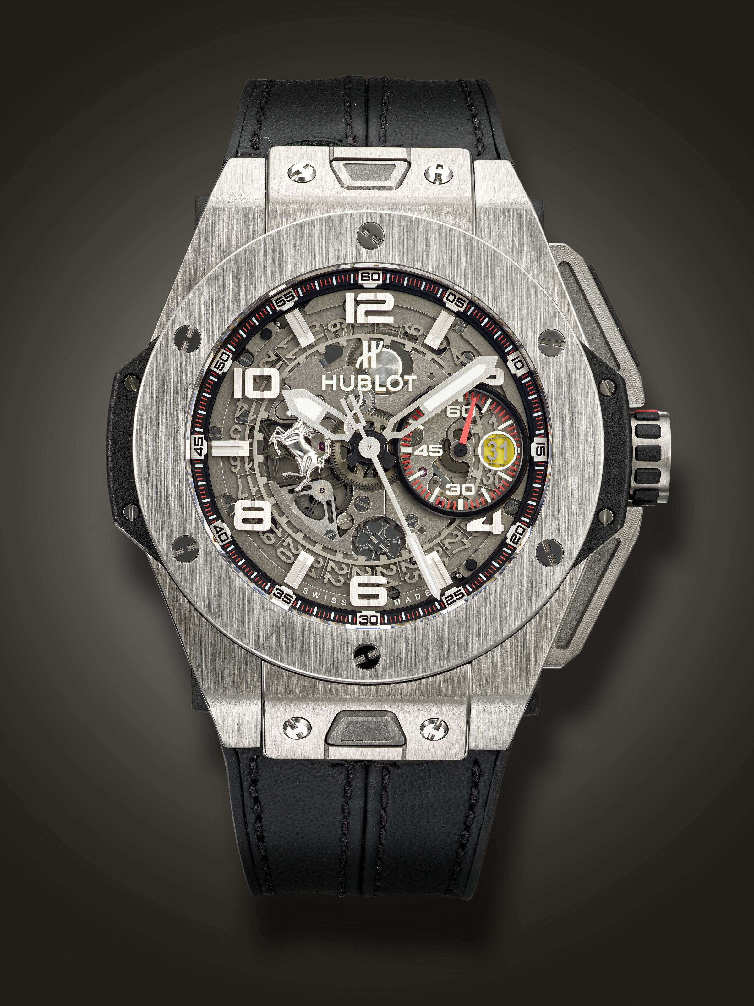 HUBLOT, LMITED EDITION TITANIUM CHRONOGRAPH 'BIG BANG FERRARI', NO. 854 ...