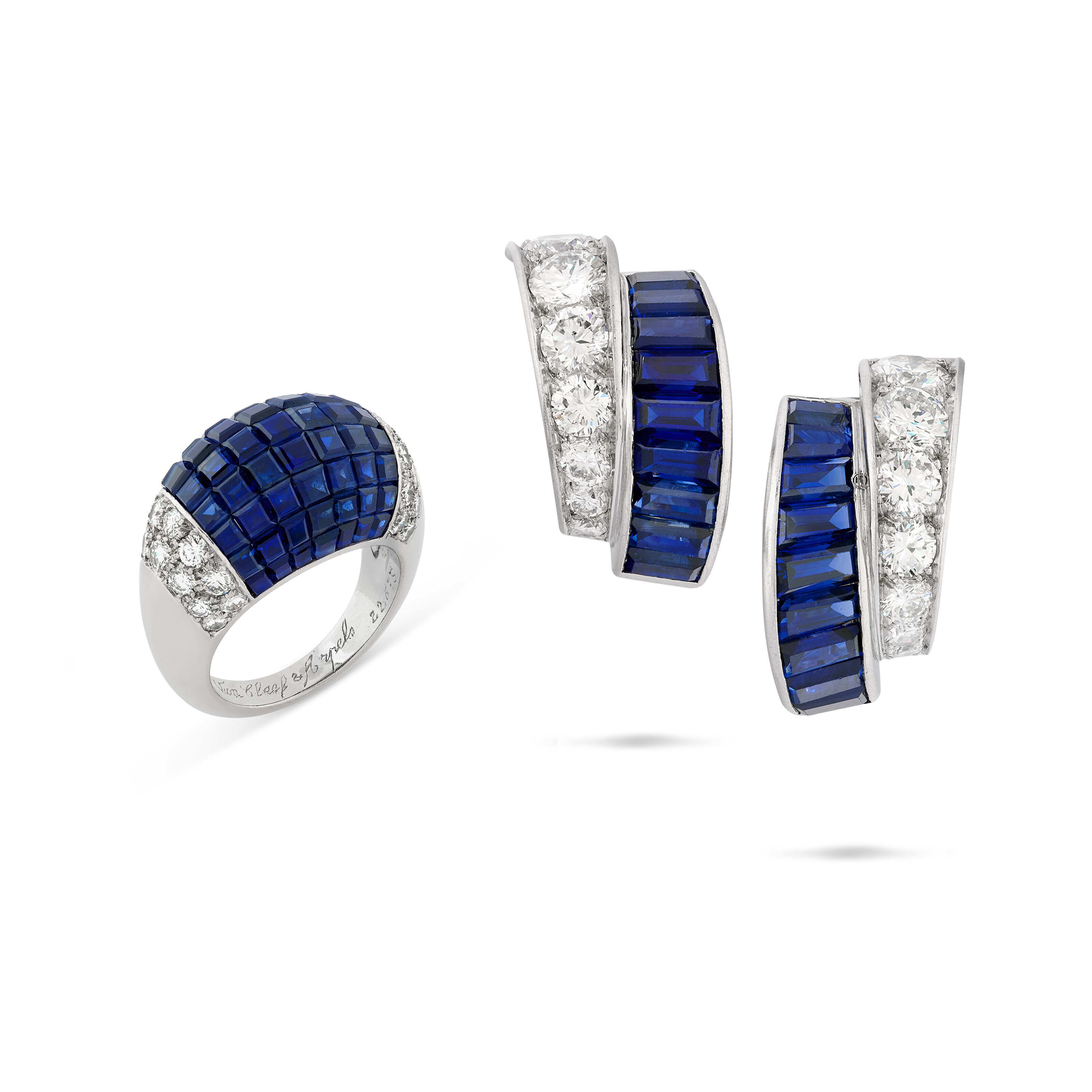 VAN CLEEF & ARPELS SET OF SAPPHIRE AND DIAMOND 'MYSTERY SET' JEWELLERY ...